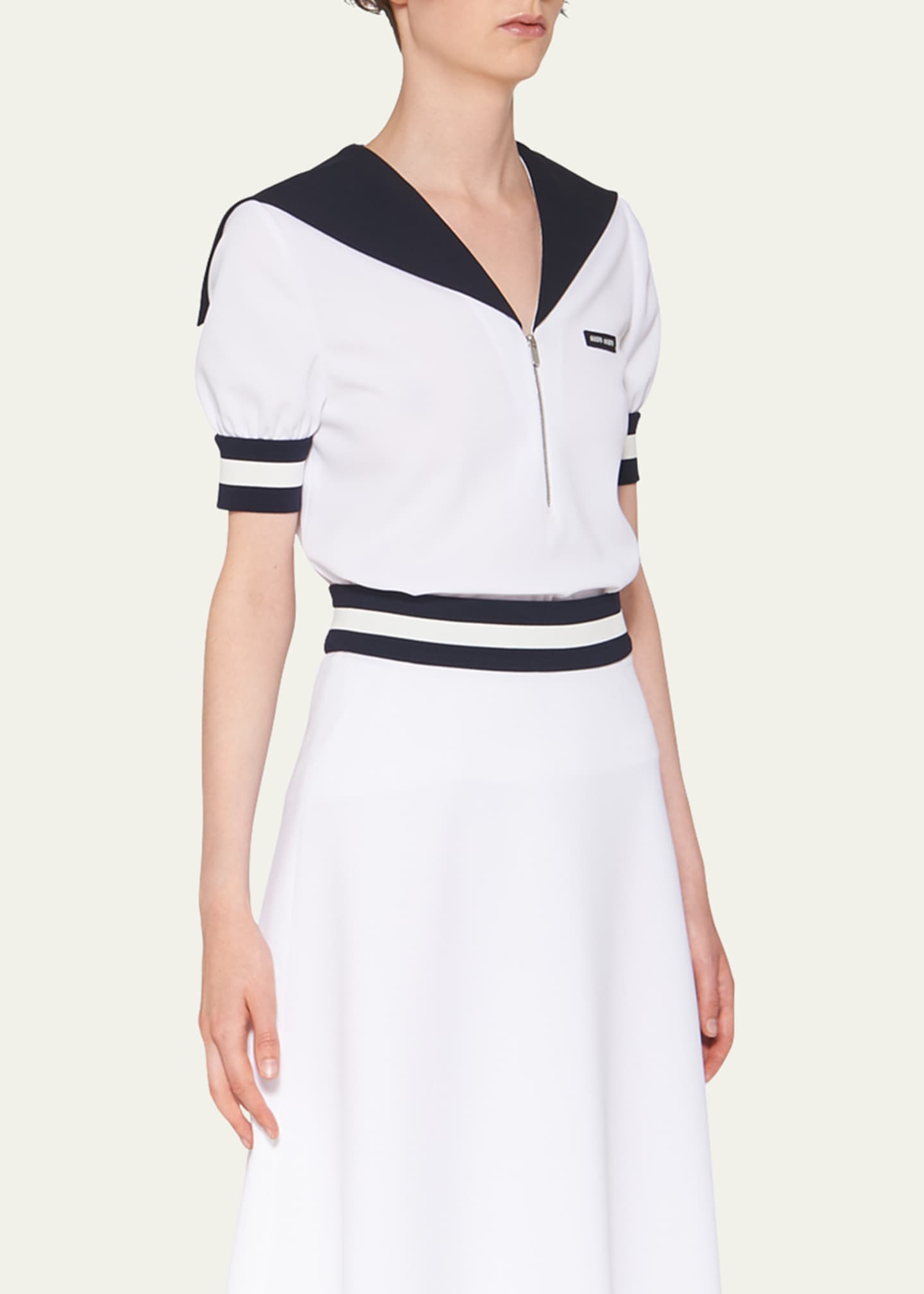 Miu Miu Sailor-Collar Pique Top - Bergdorf Goodman