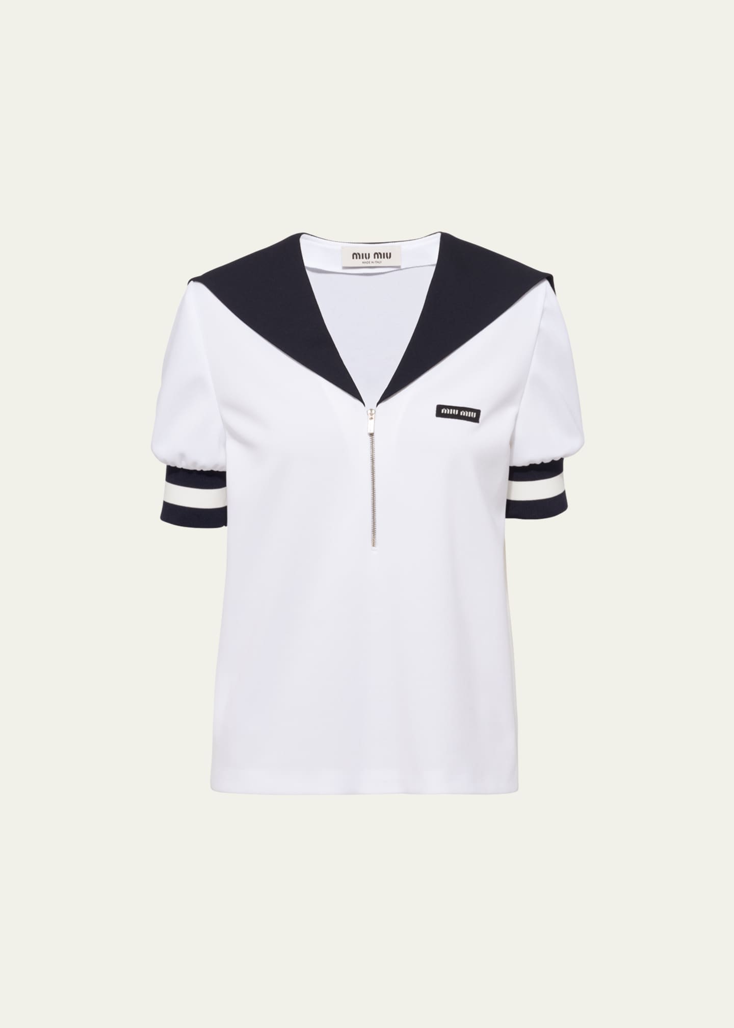 Miu Miu Sailor-Collar Pique Top - Bergdorf Goodman