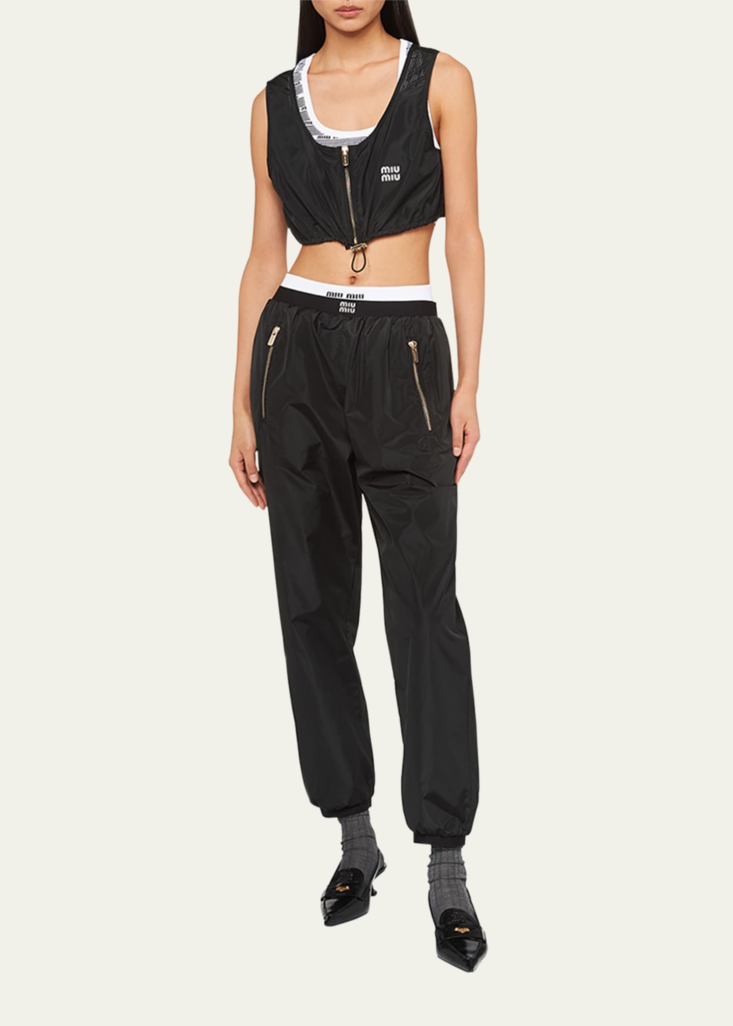 Miu Miu Perforated Drawstring Crop Top - Bergdorf Goodman