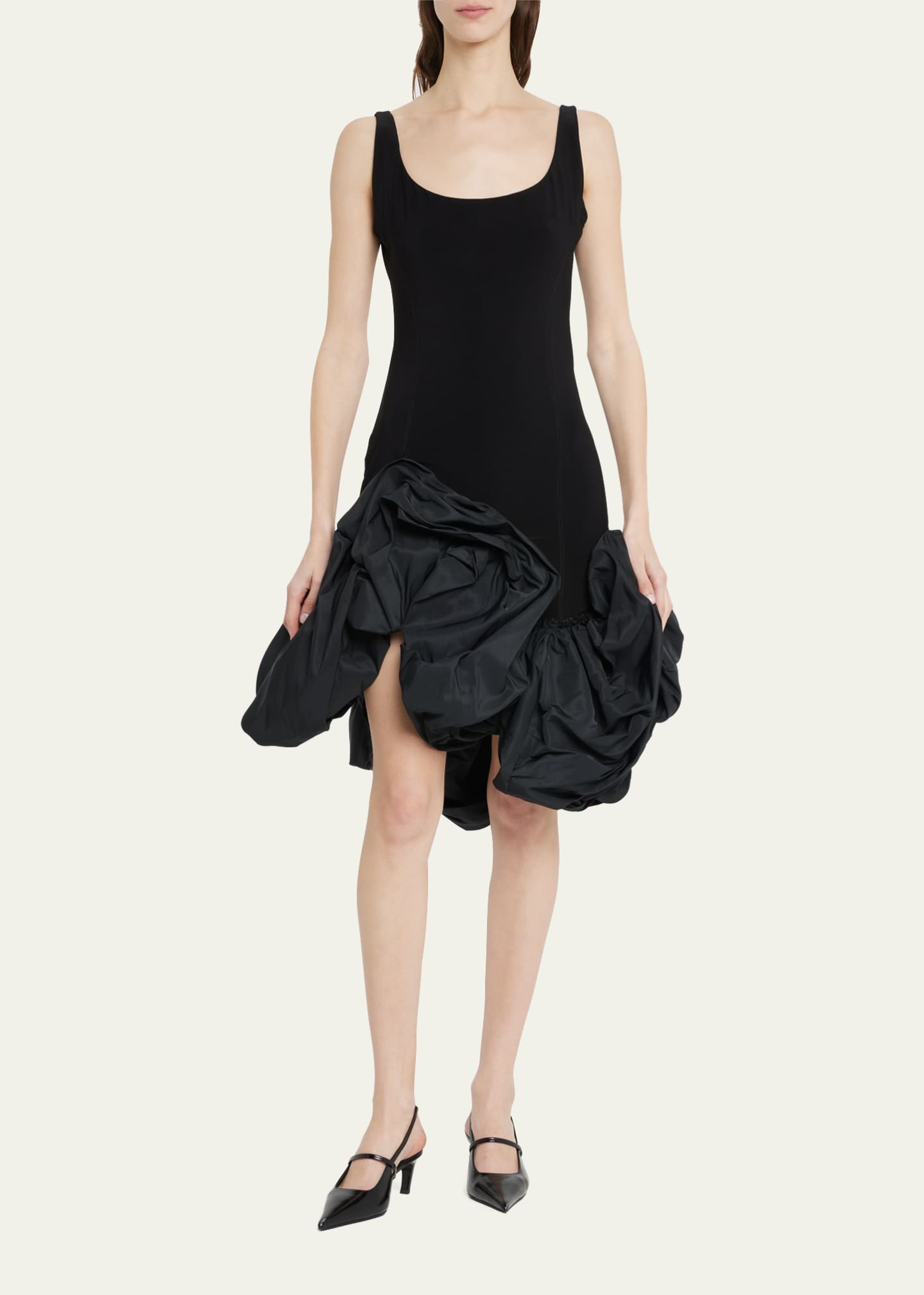 AZ Factory Faille Bubble Ruffle Hem Tank Midi Dress - Bergdorf Goodman