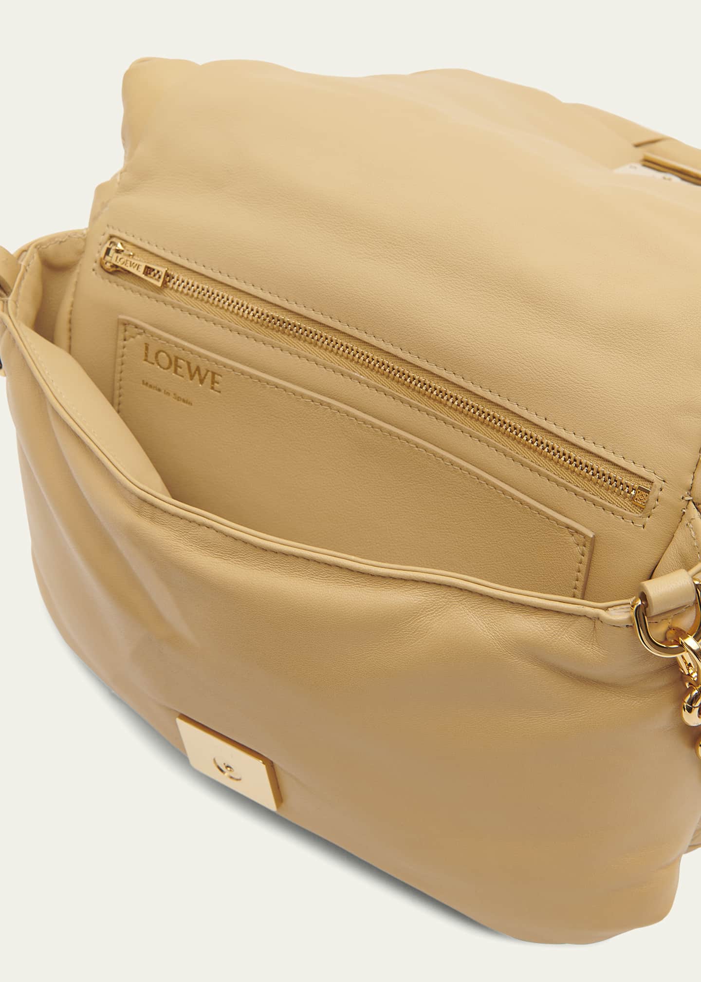 Loewe Goya Puffer Pleated Chain Shoulder Bag - Bergdorf Goodman