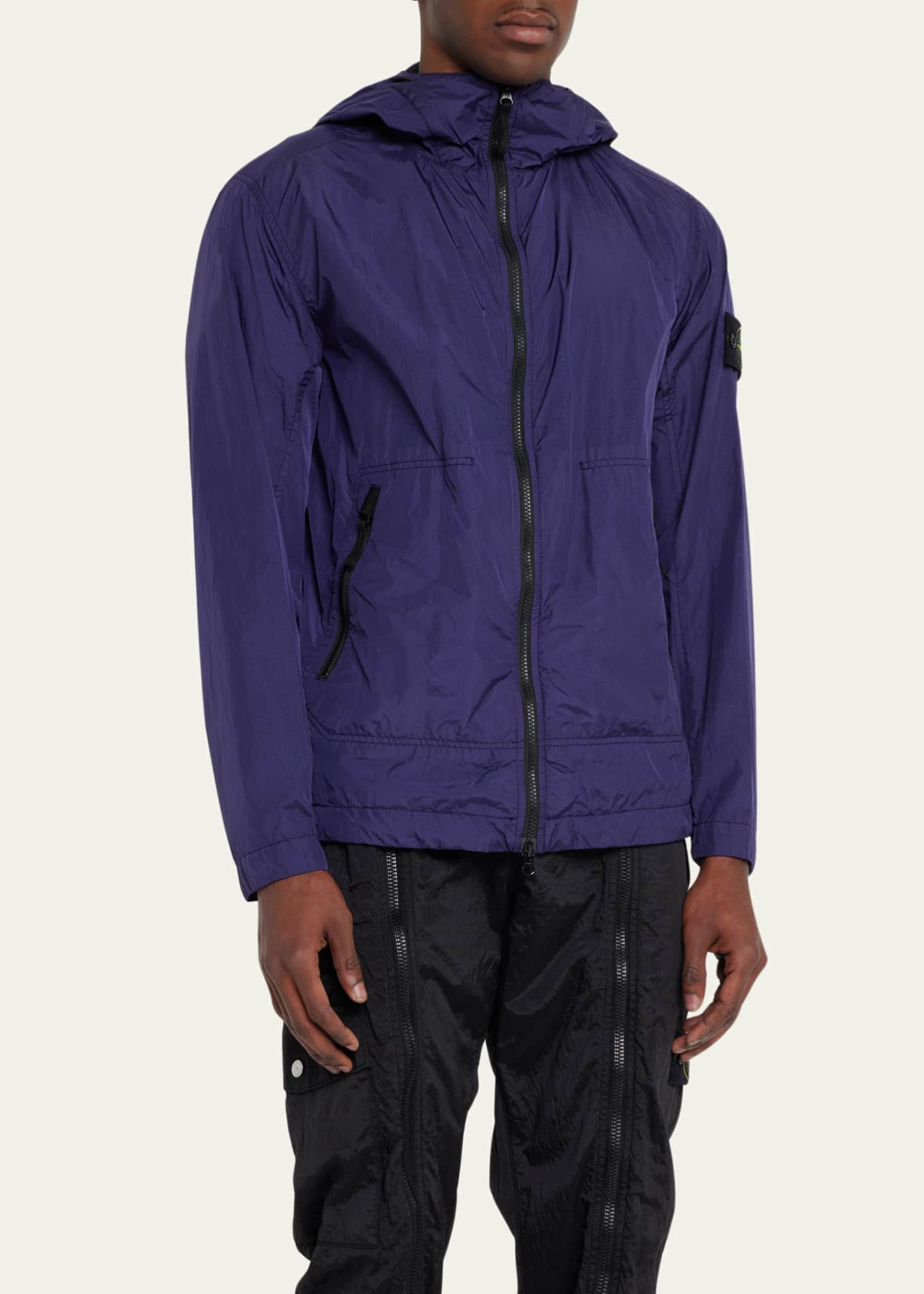 Stone Island Men's Crinkled Nylon Hooded Jacket - Bergdorf Goodman