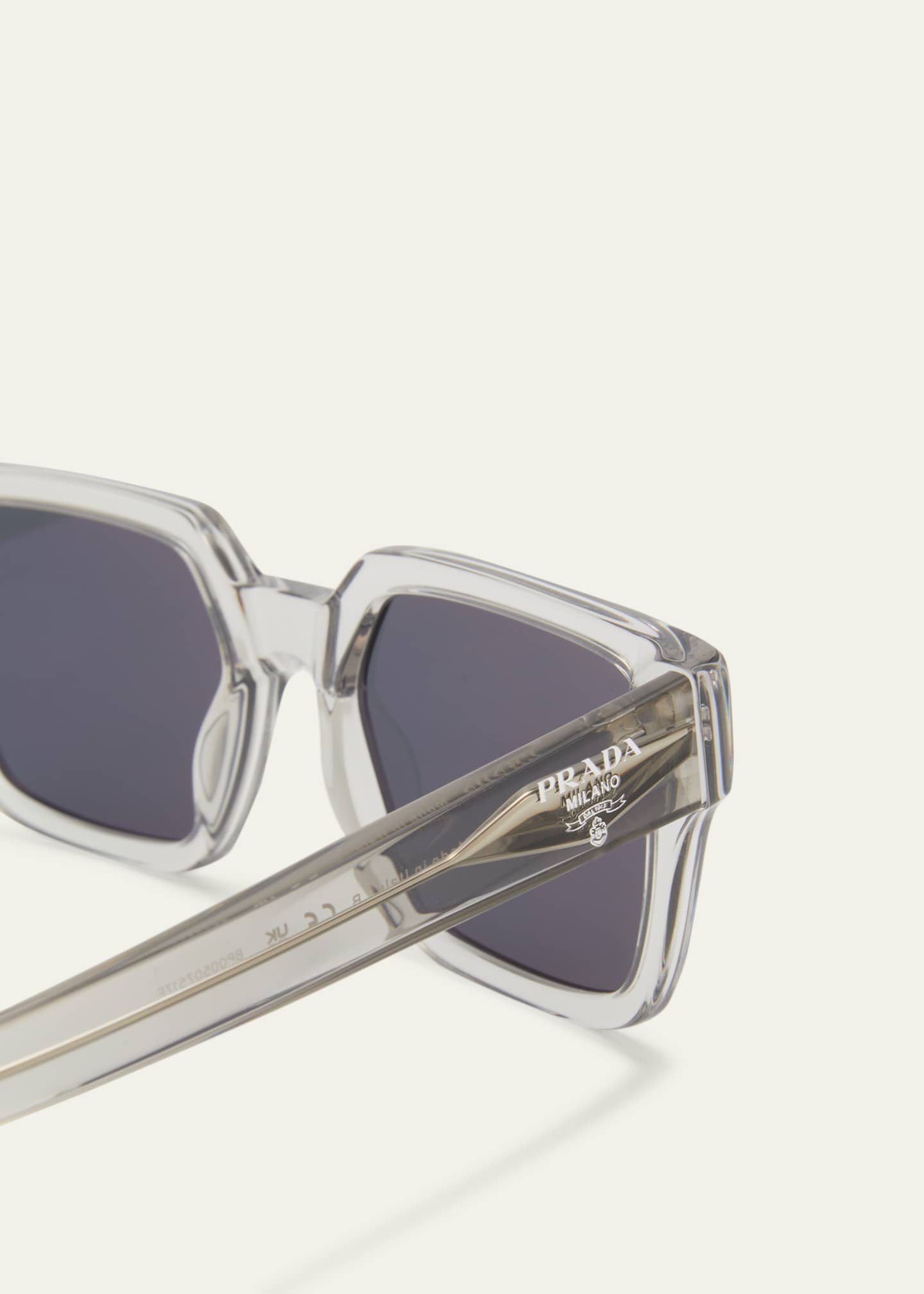 Prada Men's Clear Acetate Rectangle Sunglasses - Bergdorf Goodman