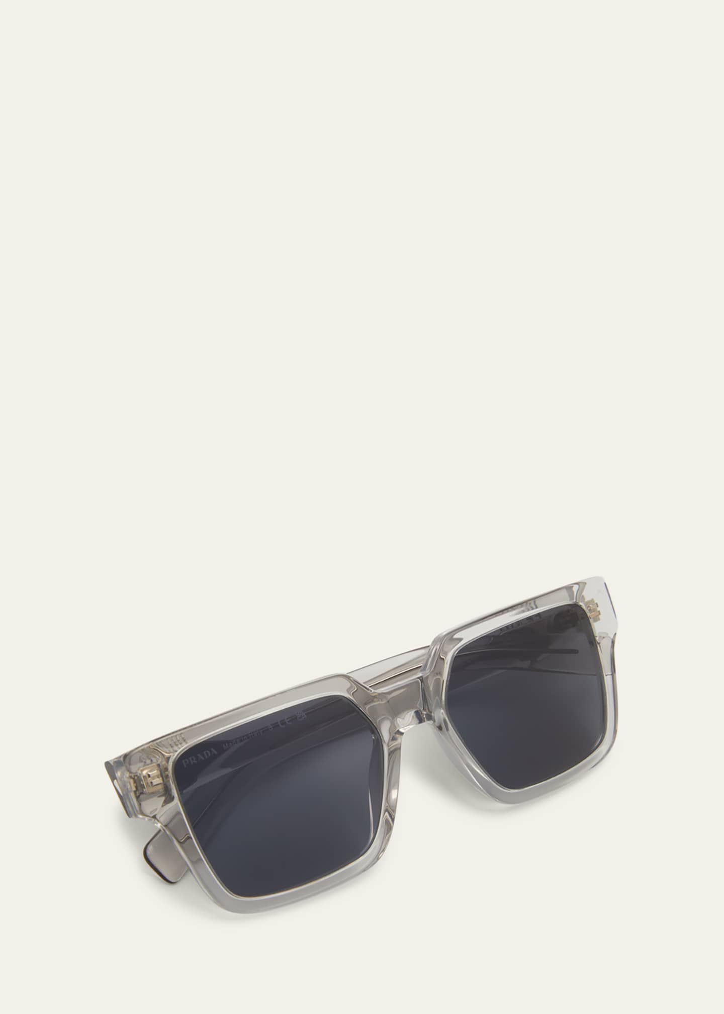 Prada Men's Clear Acetate Rectangle Sunglasses - Bergdorf Goodman