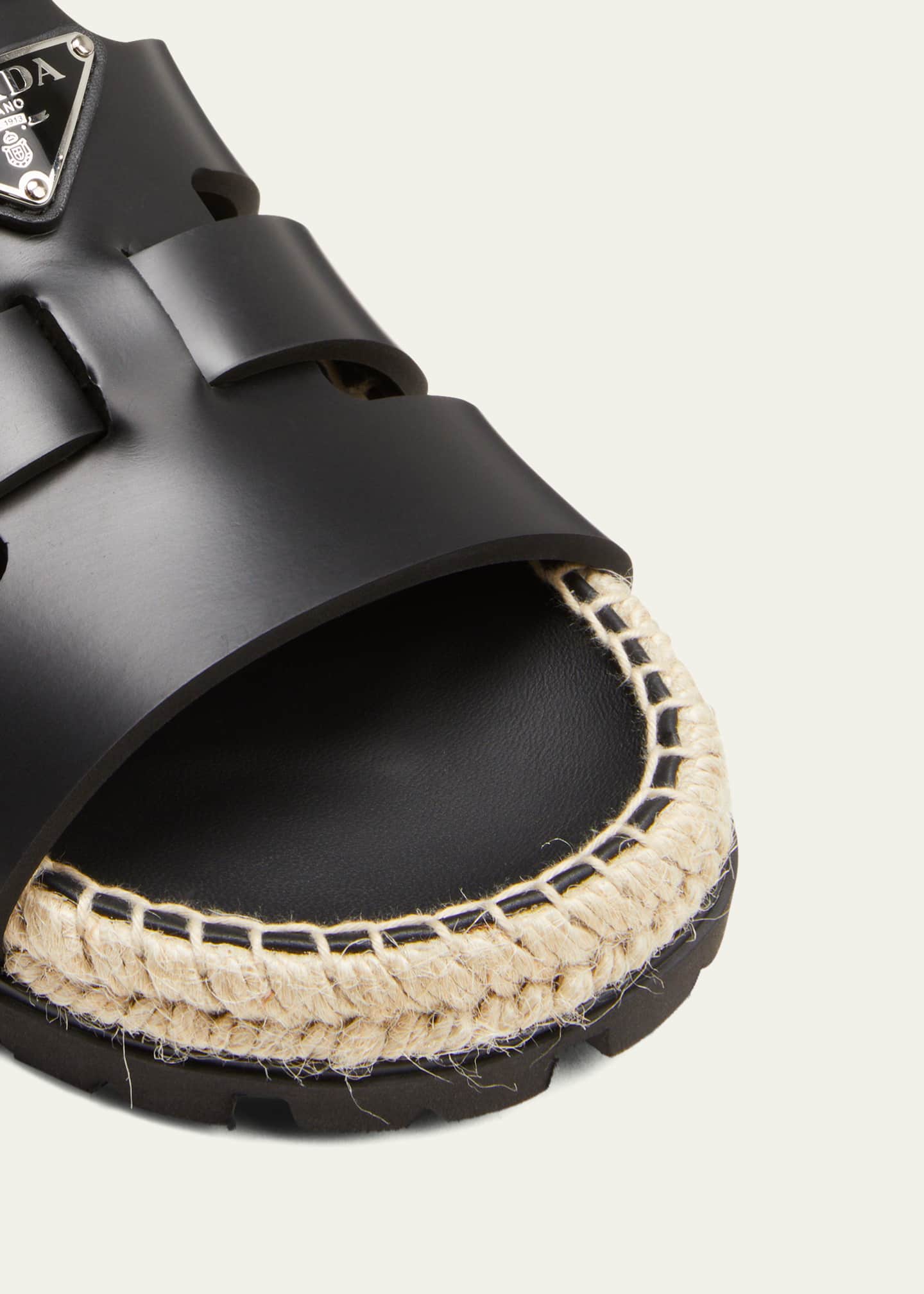 Prada Soft Rope and Leather Cage Sandals - Bergdorf Goodman