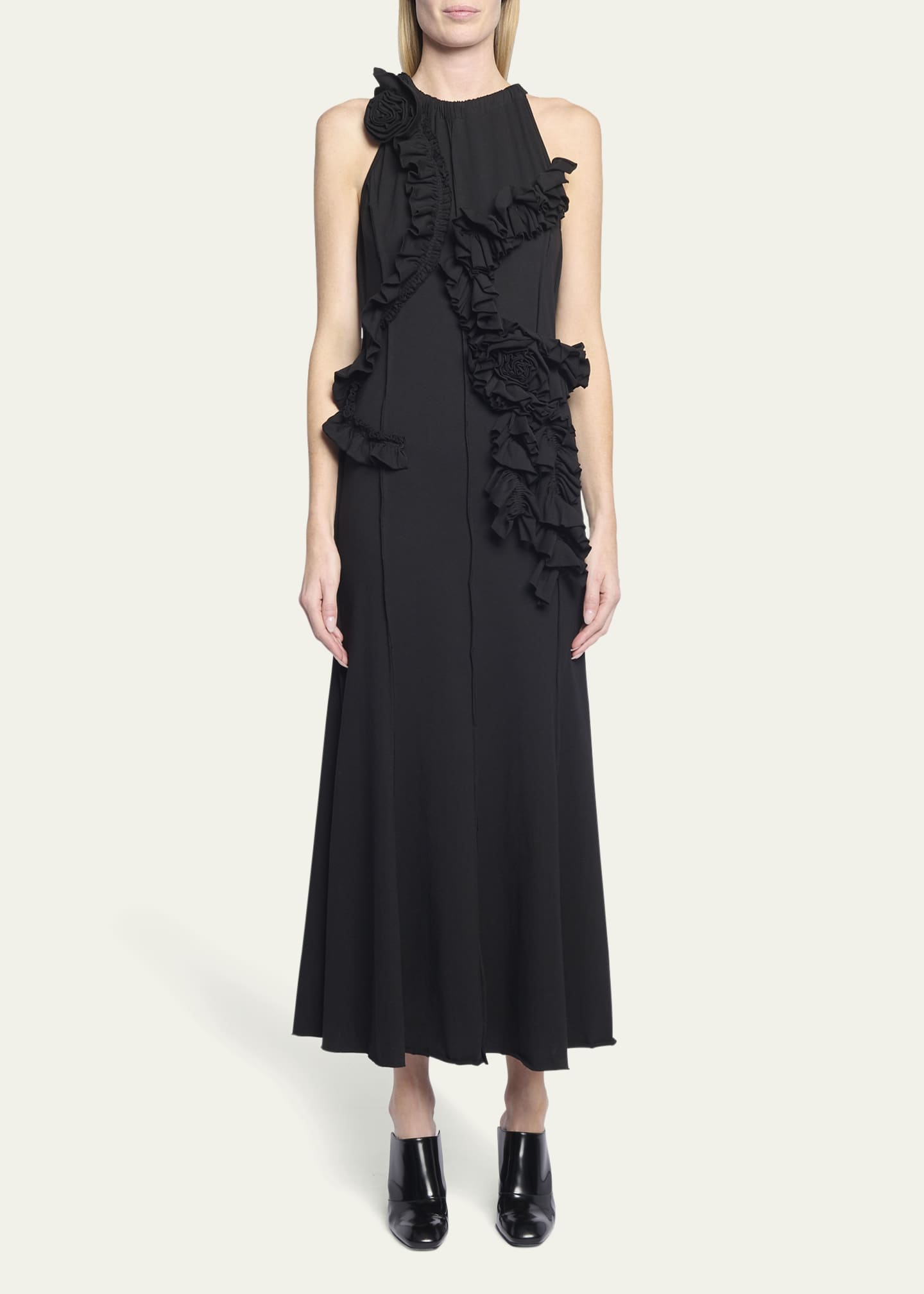 Dries Van Noten Henaro Ruffle Midi Dress with Floral Detail - Bergdorf ...