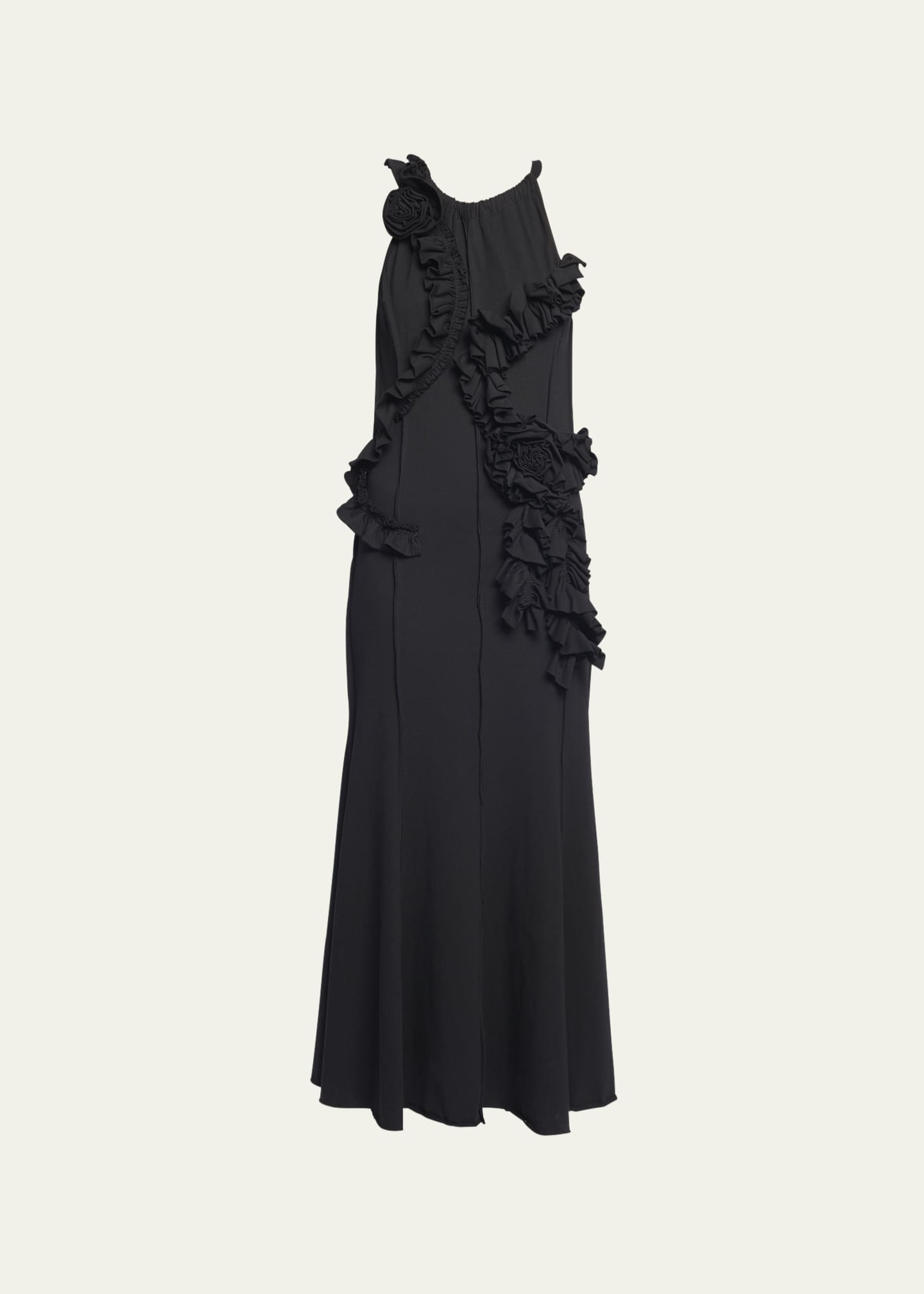 Dries Van Noten Henaro Ruffle Midi Dress with Floral Detail - Bergdorf ...