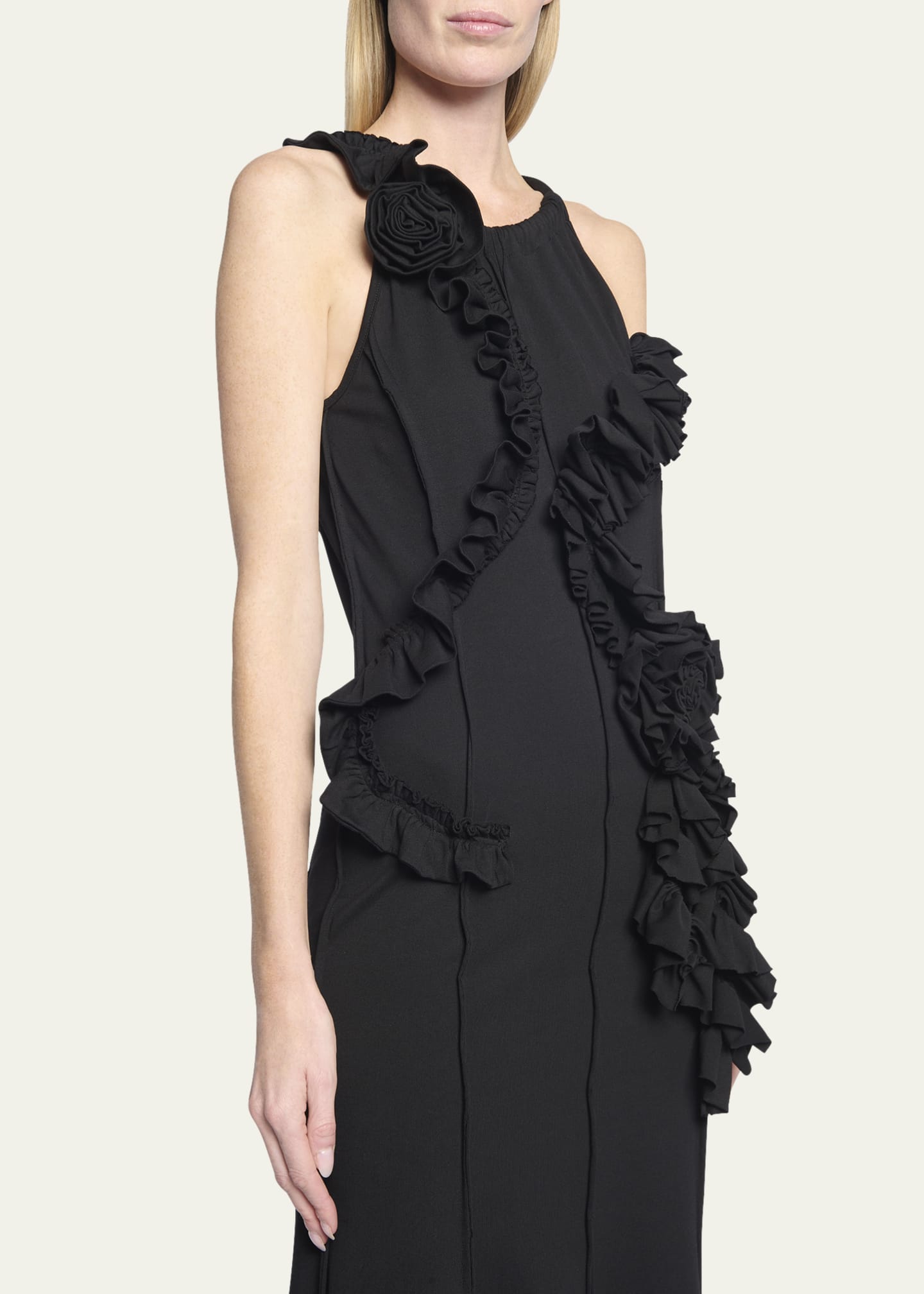 Dries Van Noten Henaro Ruffle Midi Dress with Floral Detail - Bergdorf ...