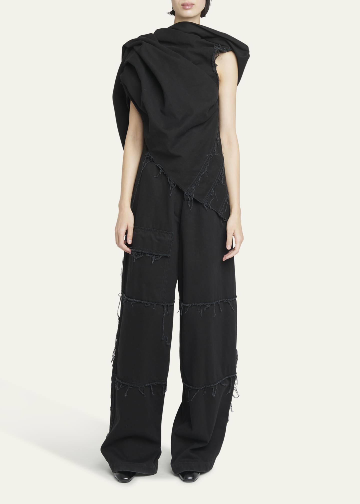 Dries Van Noten Colis Asymmetric Wrapped Denim Shirt - Bergdorf Goodman