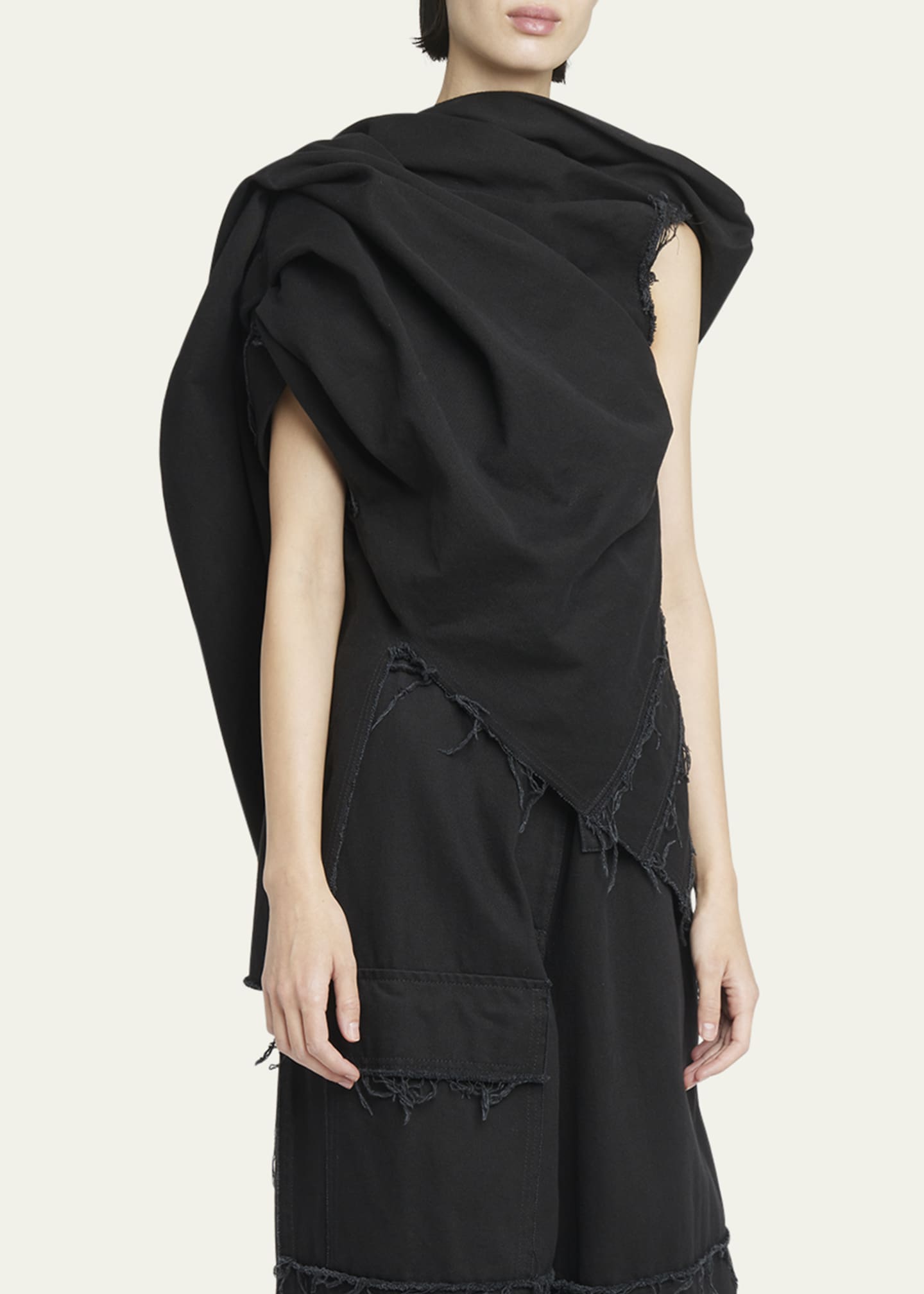 Dries Van Noten Colis Asymmetric Wrapped Denim Shirt - Bergdorf Goodman