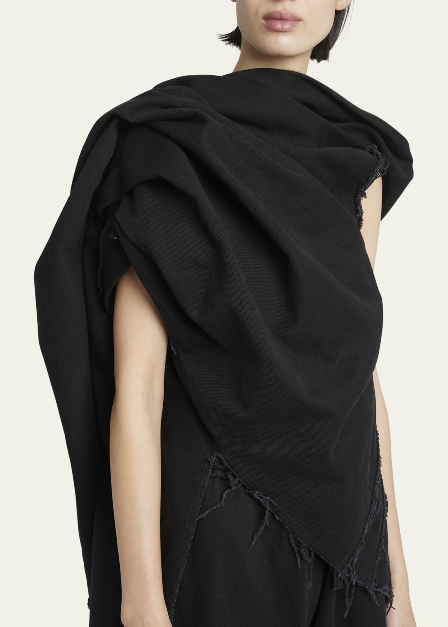 Dries Van Noten Colis Asymmetric Wrapped Denim Shirt - Bergdorf Goodman