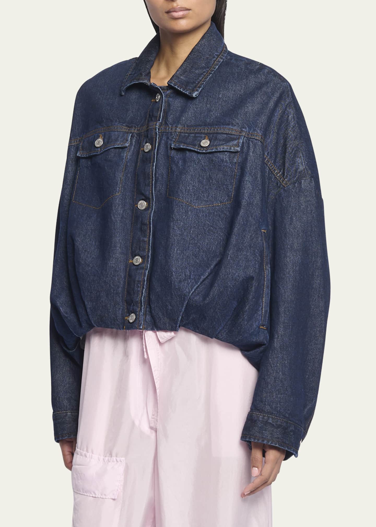 Dries Van Noten Vesto Gathered Denim Short Jacket - Bergdorf Goodman