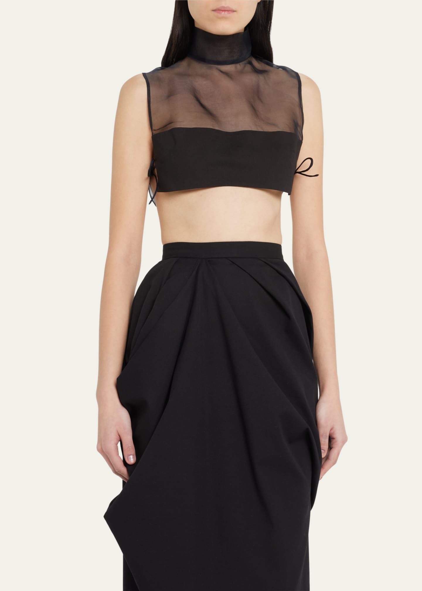 Dries Van Noten Carma Sleeveless Organza Crop Top - Bergdorf Goodman