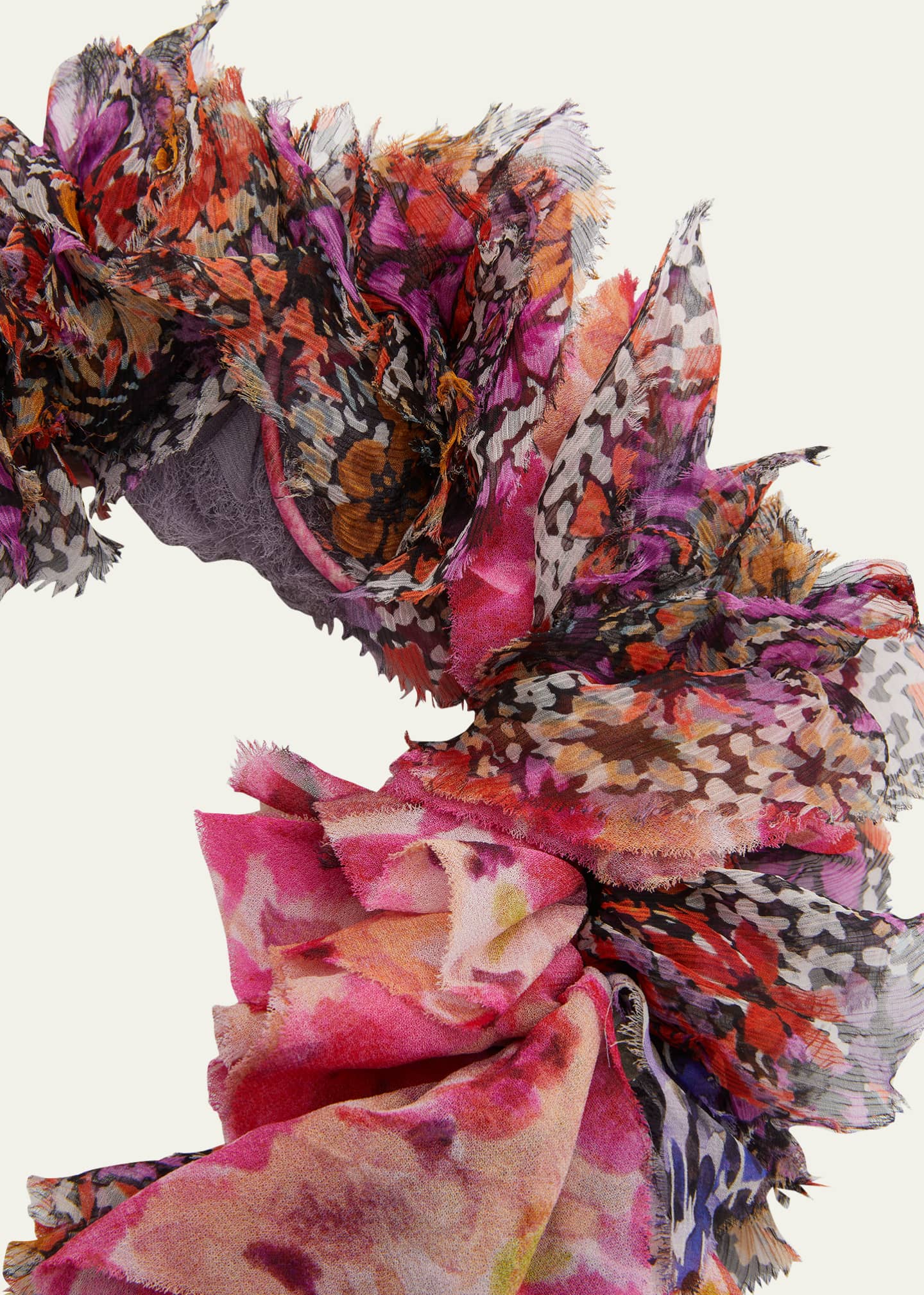 Dries Van Noten Fabiola Floral-Print Ruffle Scarf - Bergdorf Goodman