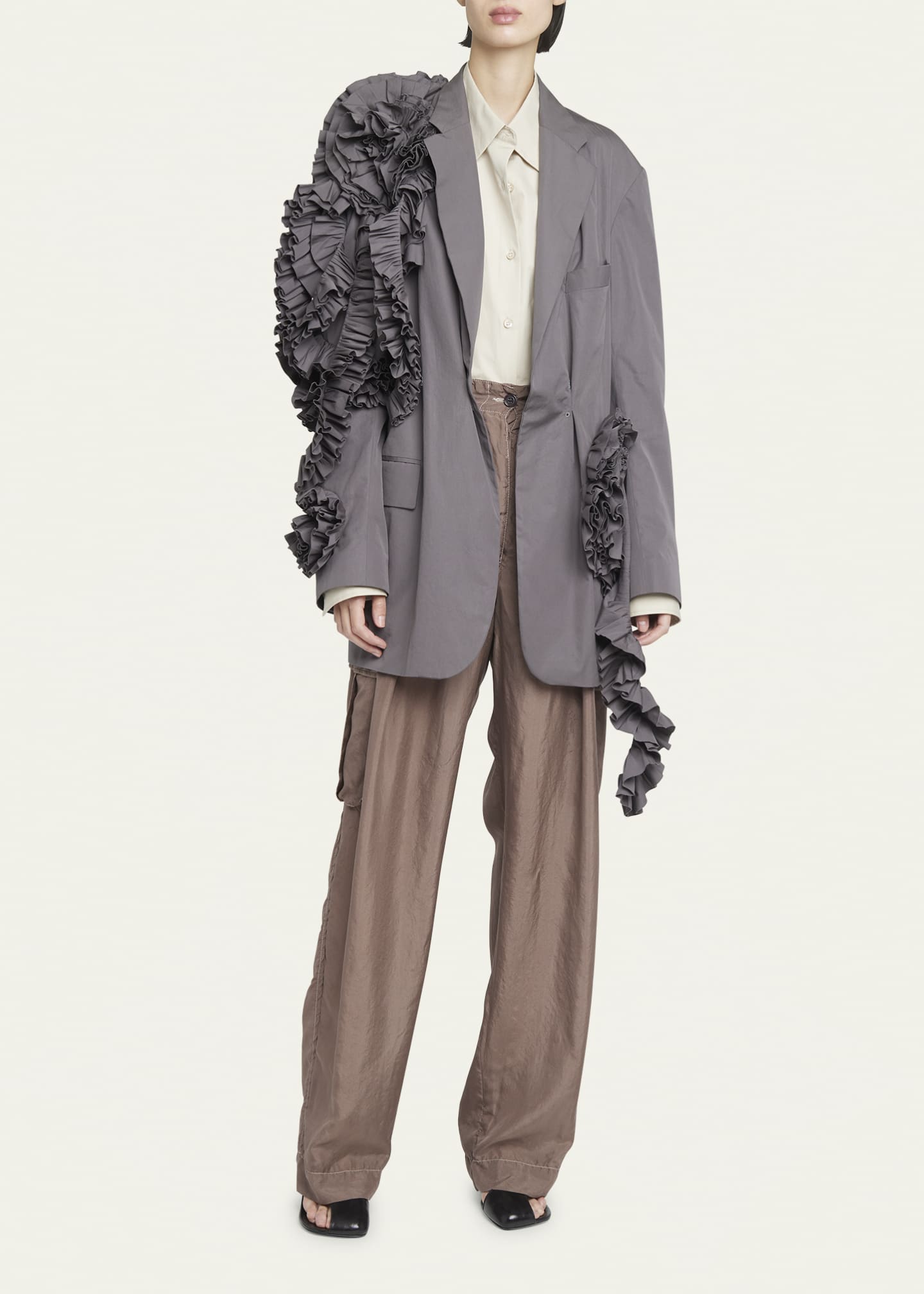Dries Van Noten Blur Blazer Jacket with Ruffle Detail - Bergdorf Goodman