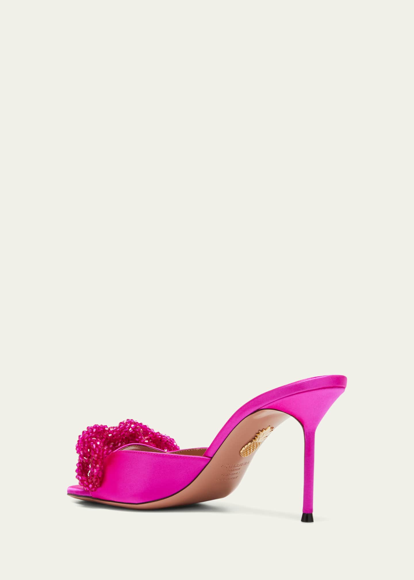 Aquazzura Chain Of Love Beaded Mule Slide Sandals - Bergdorf Goodman