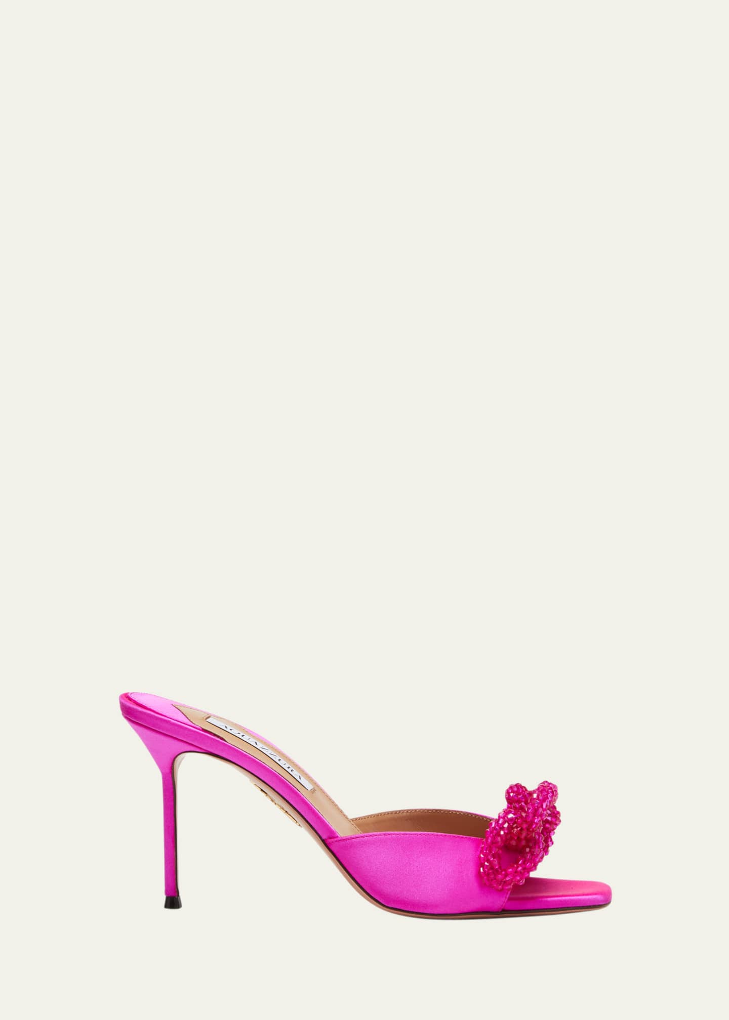 Aquazzura Chain Of Love Beaded Mule Slide Sandals - Bergdorf Goodman