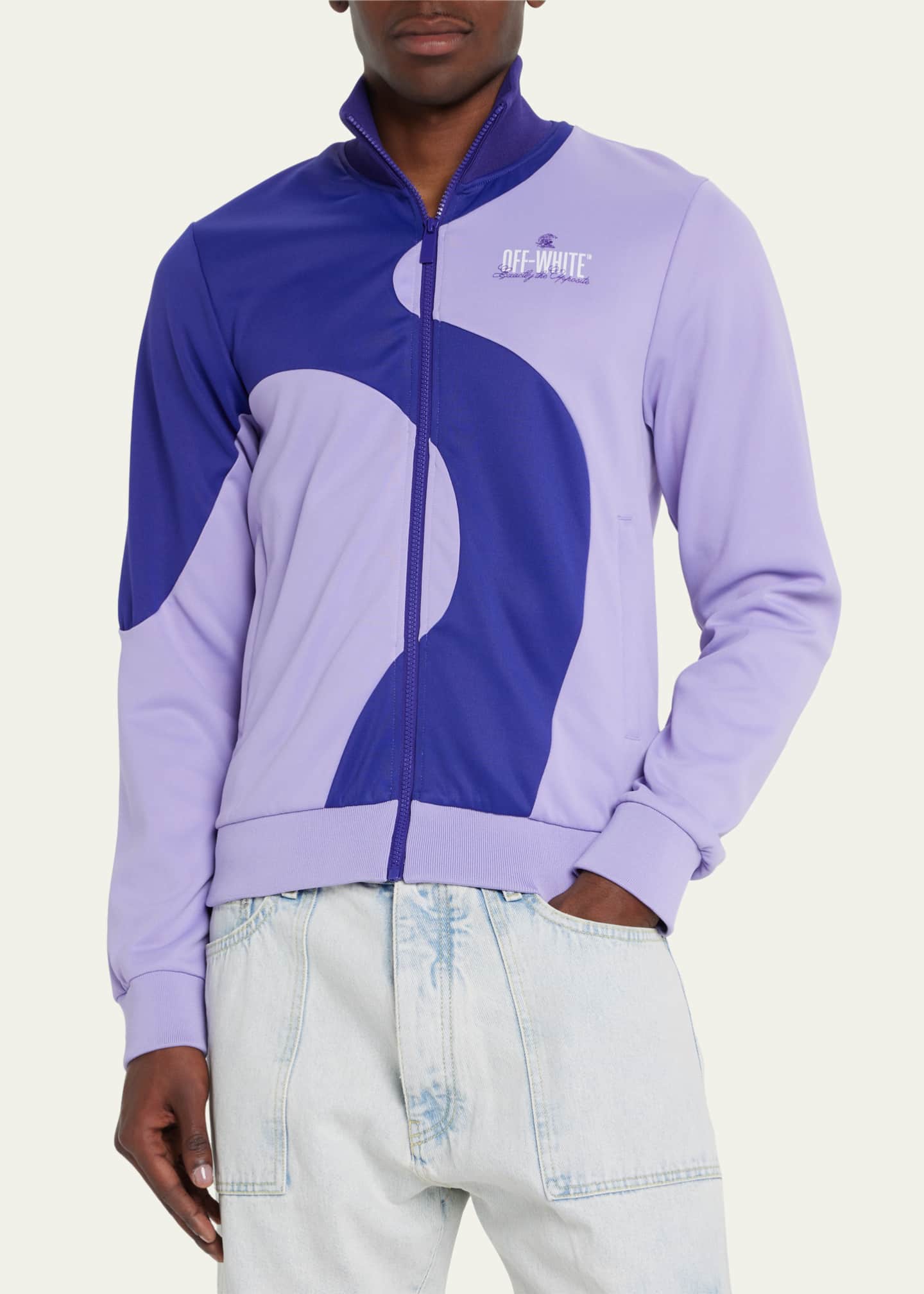 Off-White Men's Swirl Colorblock Jersey Track Jacket - Bergdorf Goodman