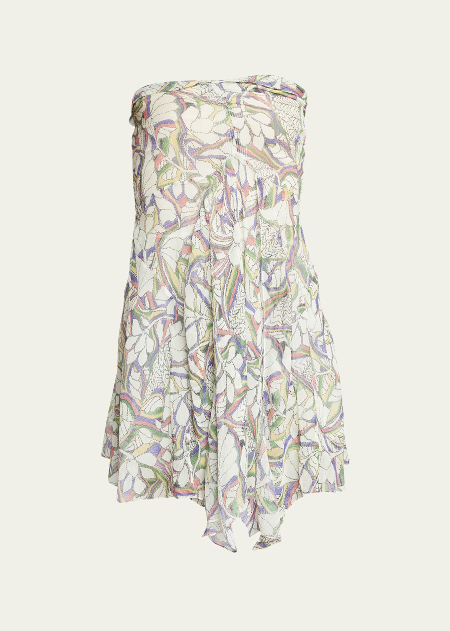 Isabel Marant Louanne Strapless Floral-Print Pleated-Godet Mini Dress ...
