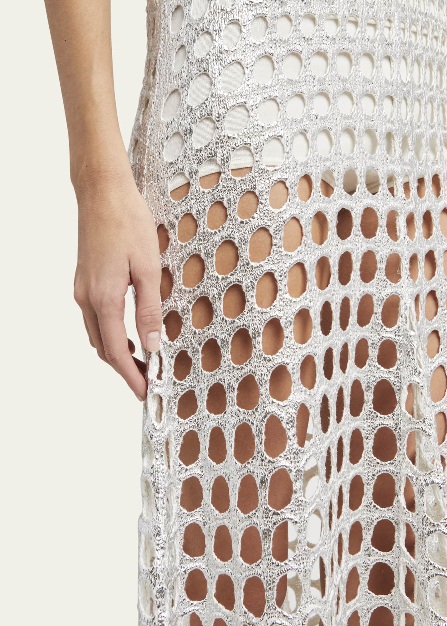 Chloe Silver Macrame Maxi Dress with Lace-Up Back - Bergdorf Goodman