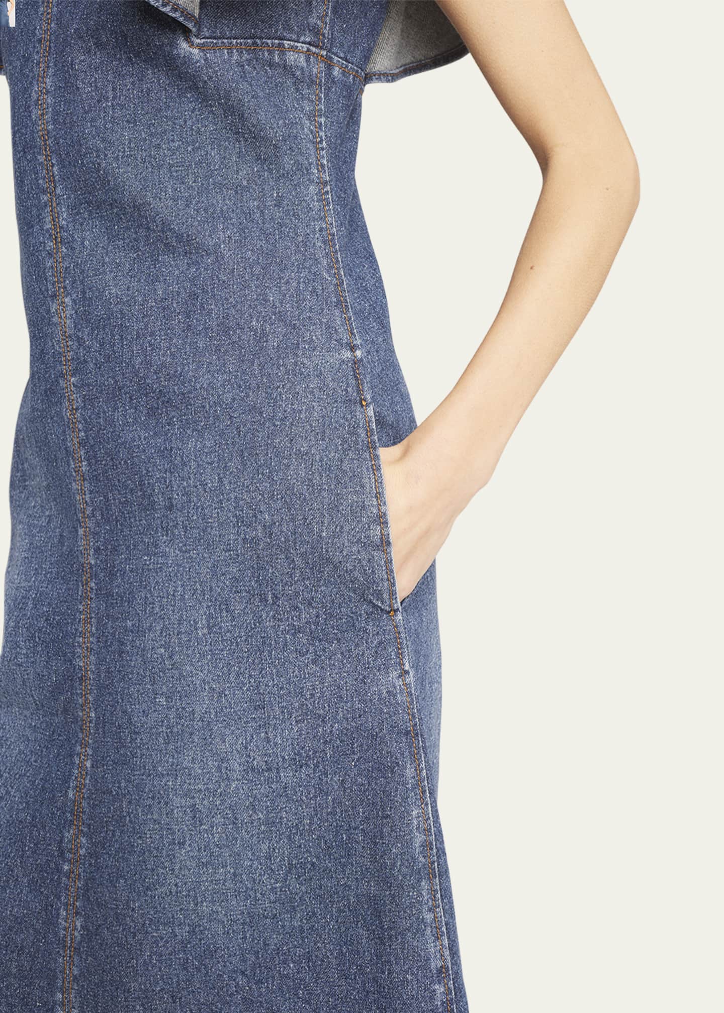 Chloe Denim Flutter Sleeve Dress - Bergdorf Goodman