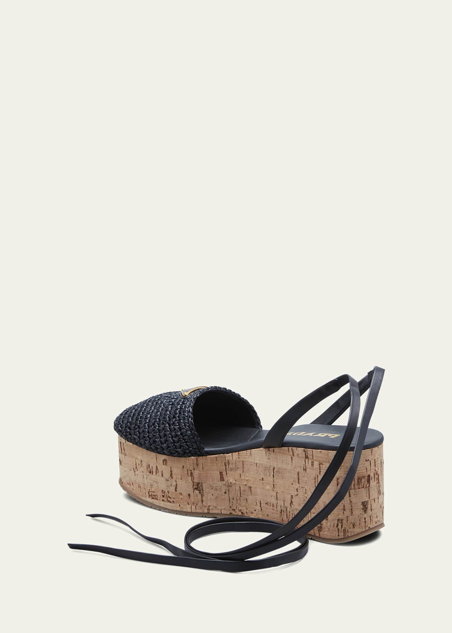 Prada Ankle-Wrap Raffia Platform Sandals - Bergdorf Goodman