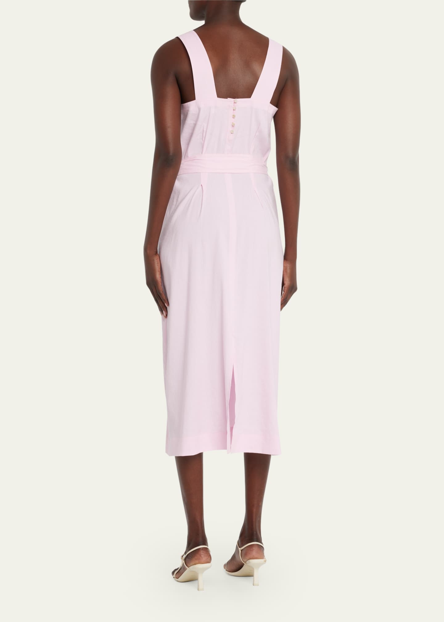 Vince Wide-Strap Belted Square-Neck Midi Dress - Bergdorf Goodman