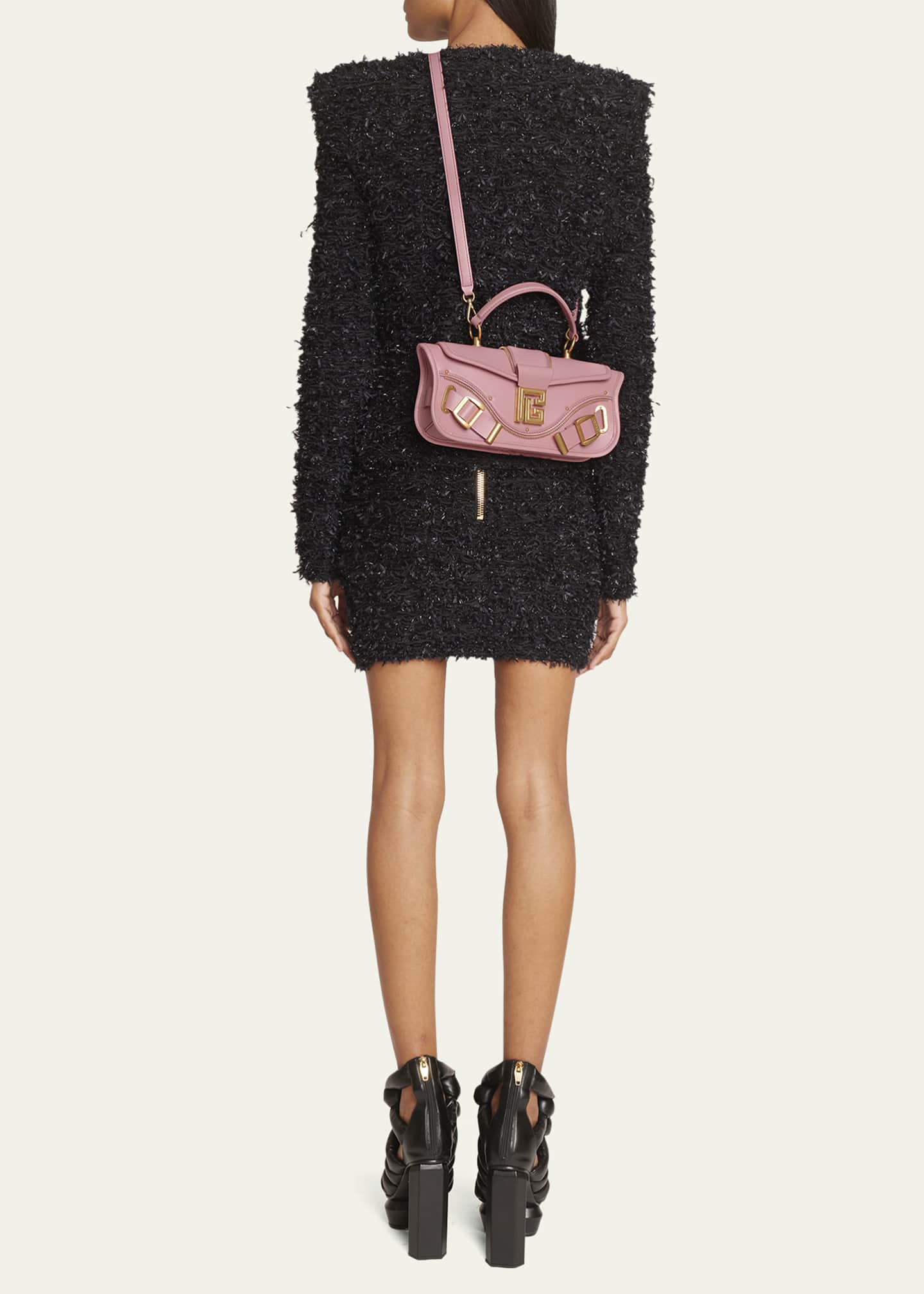 Balmain Blaze Box Leather Pouch Crossbody Bag - Bergdorf Goodman