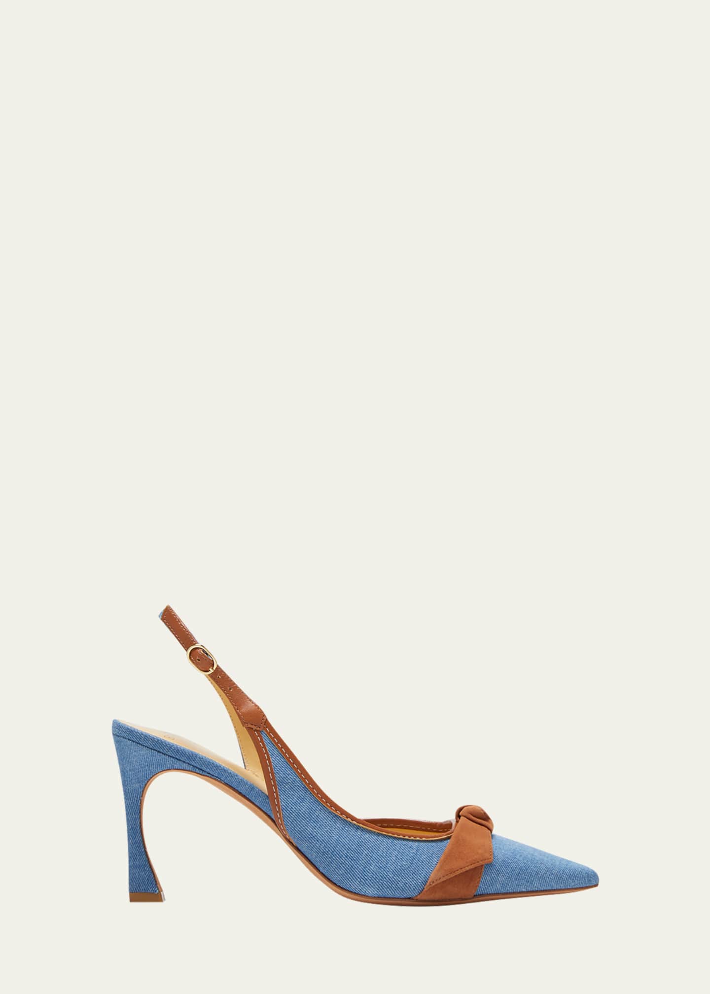Alexandre Birman Clarita Denim Bow Slingback Pumps - Bergdorf Goodman