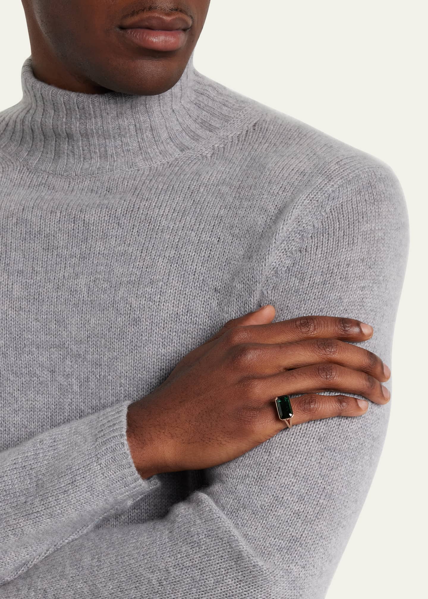 Lois Sasson Design Men's 18K Rose Gold Green Tourmaline Solitaire Ring ...