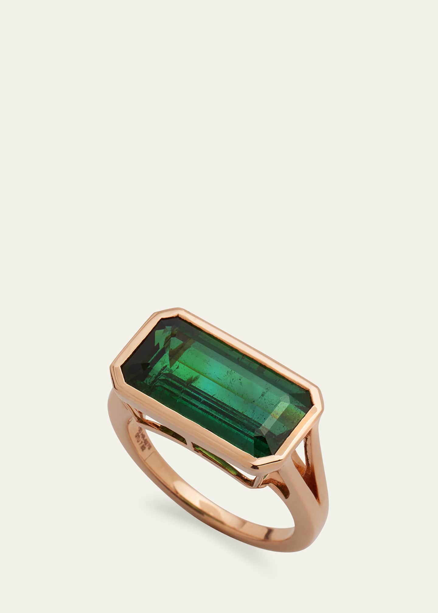 Lois Sasson Design Men's 18K Rose Gold Green Tourmaline Solitaire Ring ...