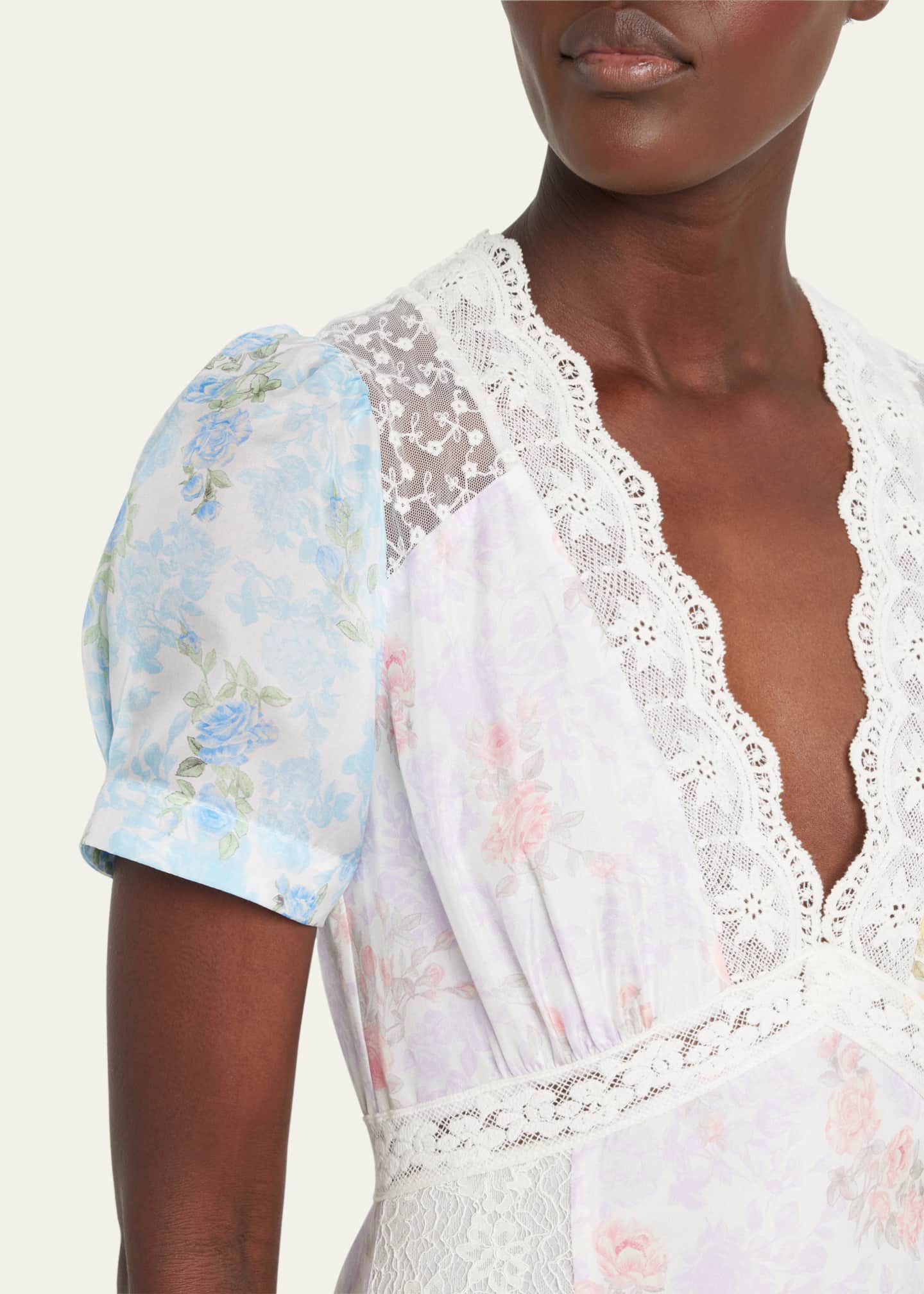 LoveShackFancy Tink Lace Floral Silk Tiered Maxi Dress - Bergdorf Goodman