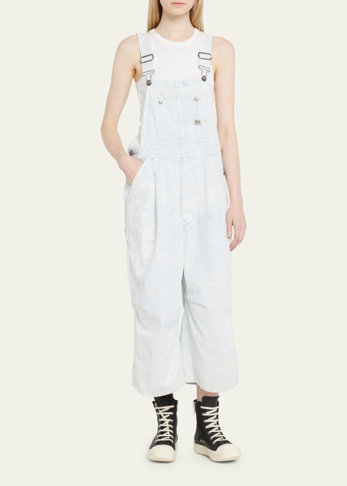 R13 Cropped Wide-Leg Overalls - Bergdorf Goodman