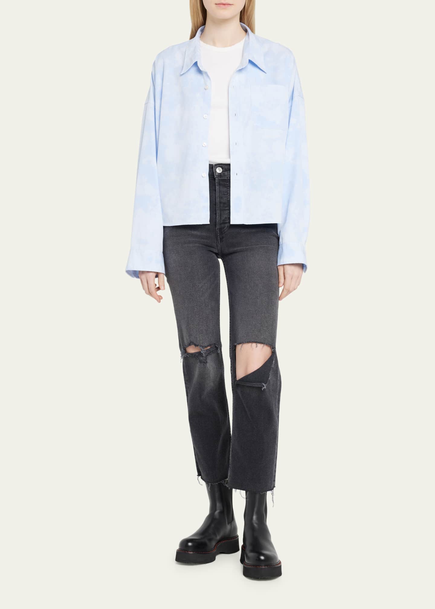 R13 Cropped Drop-Neck Shirt - Bergdorf Goodman