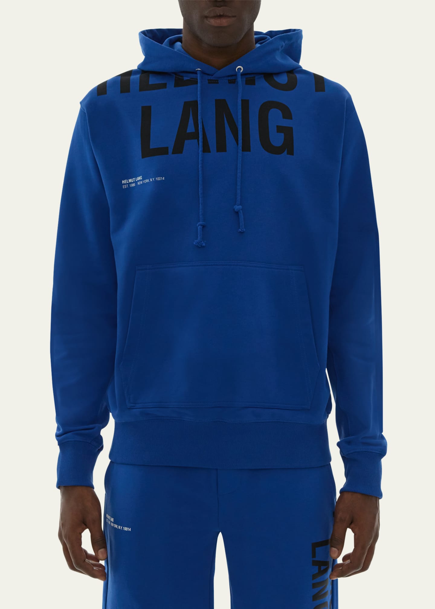 Helmut Lang Men's Hoodie with Cutoff Logo Print - Bergdorf Goodman