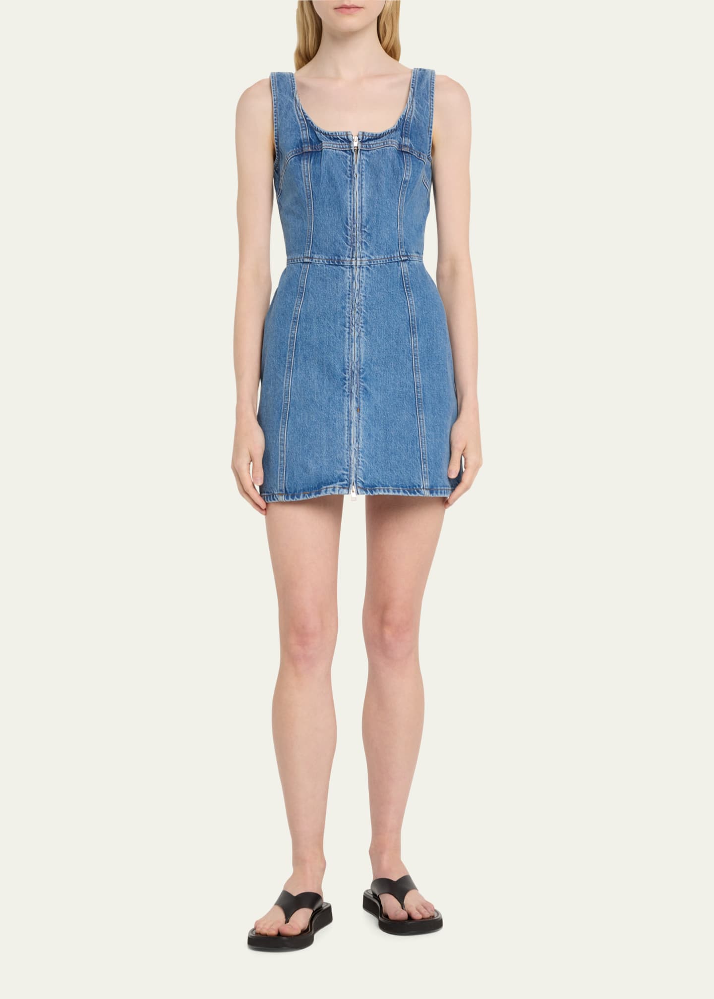 FRAME Denim Zip-Front Mini Dress - Bergdorf Goodman