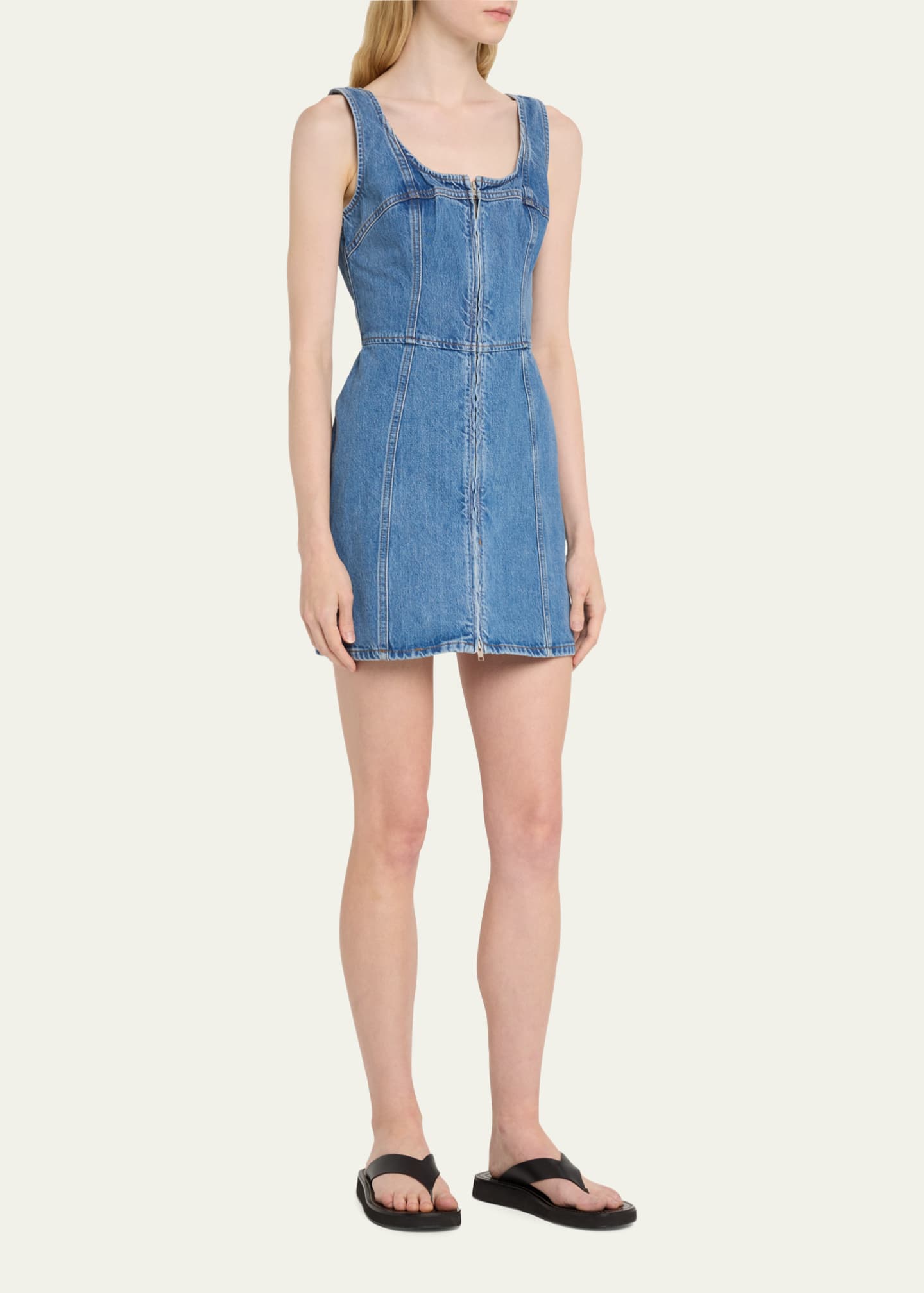 FRAME Denim Zip-Front Mini Dress - Bergdorf Goodman