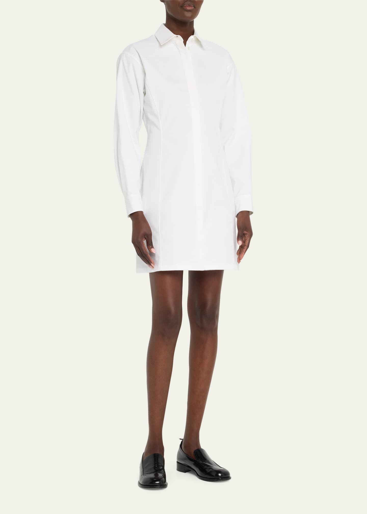 Theory Sculpted Long-Sleeve Button-Front Mini Shirtdress - Bergdorf Goodman