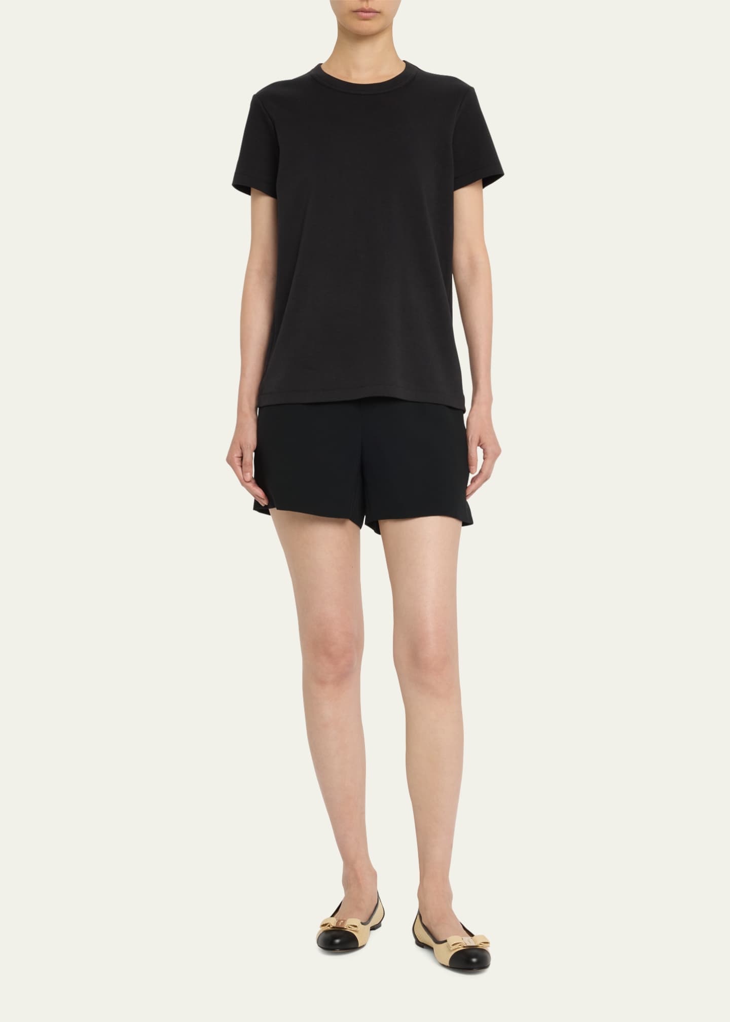 Ferragamo Varina Raffia Bicolor Bow Ballerina Flats - Bergdorf Goodman