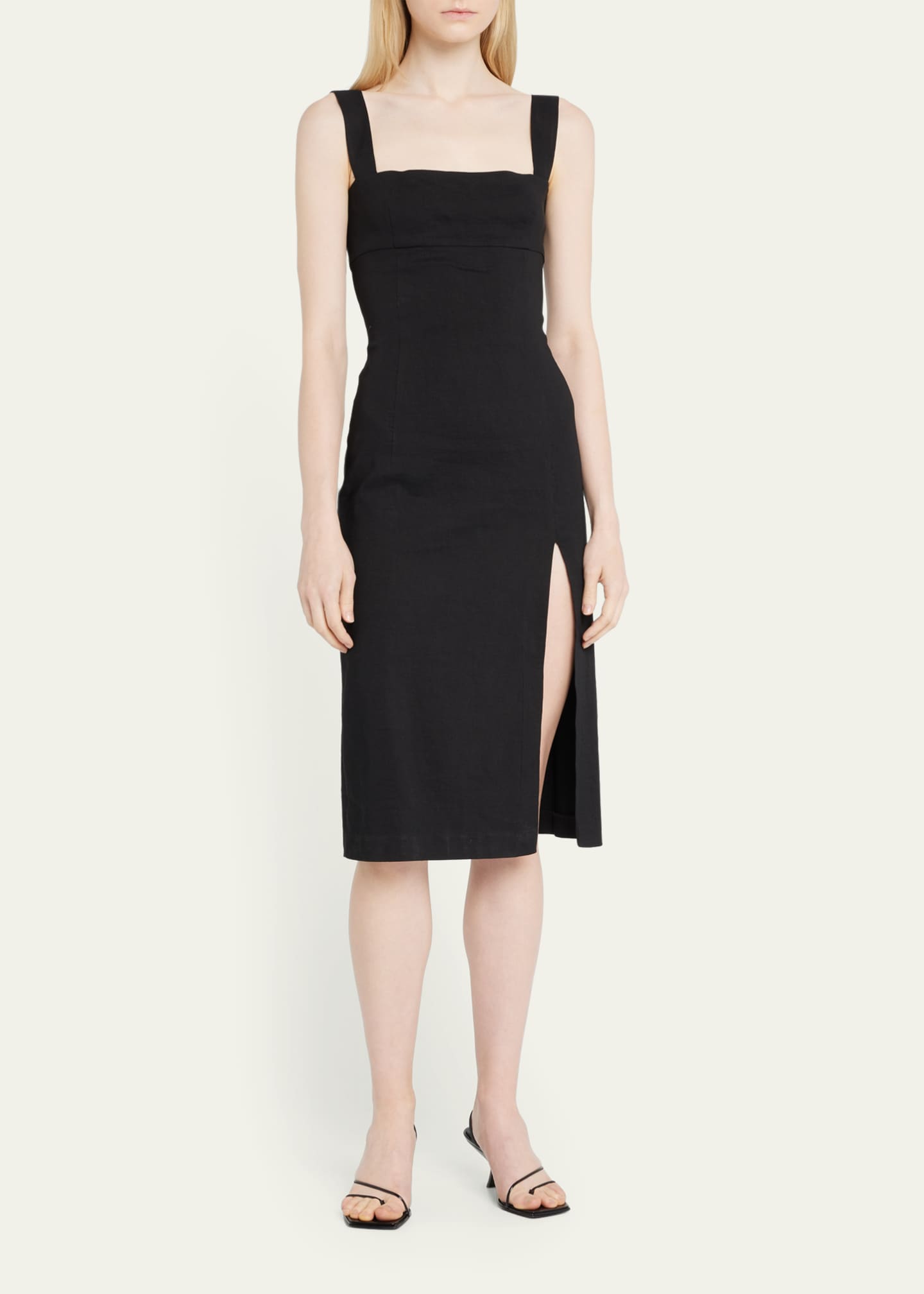 PINKO Stretch Linen Calf-Length Slit Dress - Bergdorf Goodman
