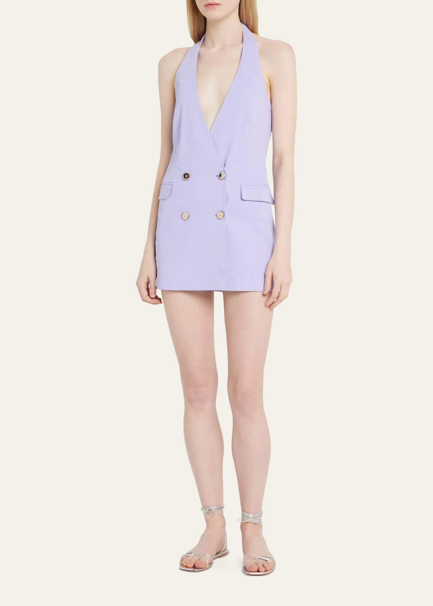 PINKO Linen-Blend Open-Back Mini Vest Dress - Bergdorf Goodman