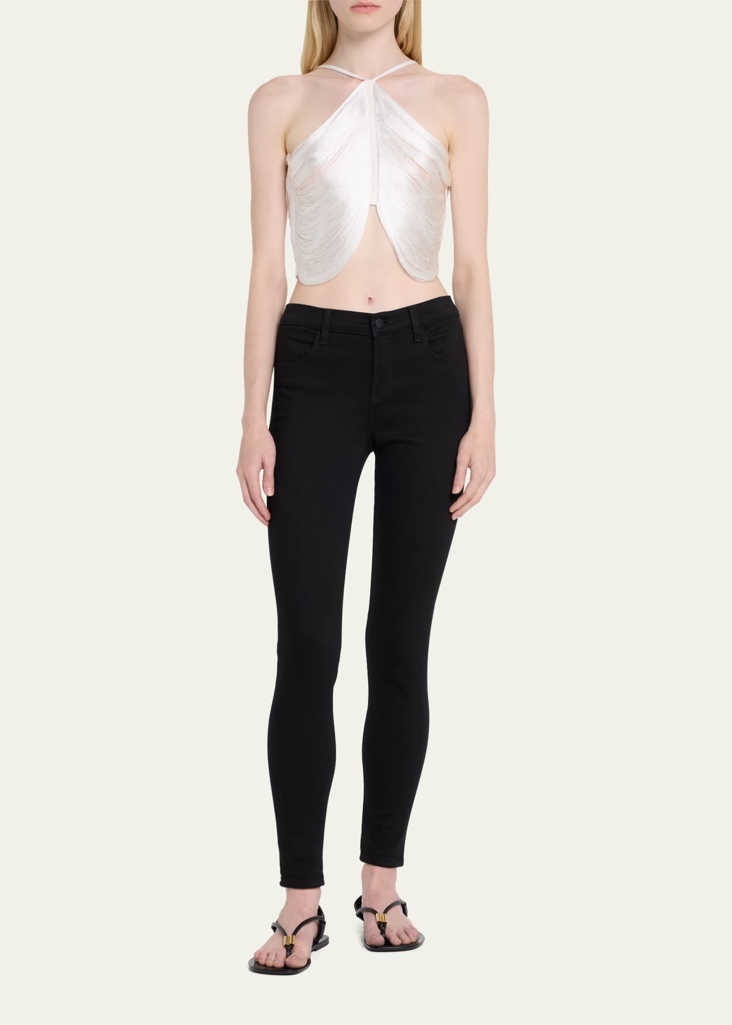 Cult Gaia Quella Metallic Fringe Halter Top - Bergdorf Goodman