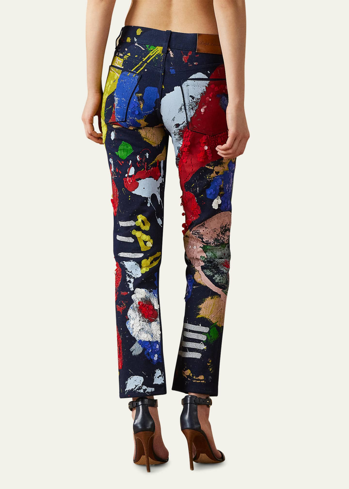 Ralph Lauren Collection Embellished Paint Stroke 750 Straight-Leg Denim ...
