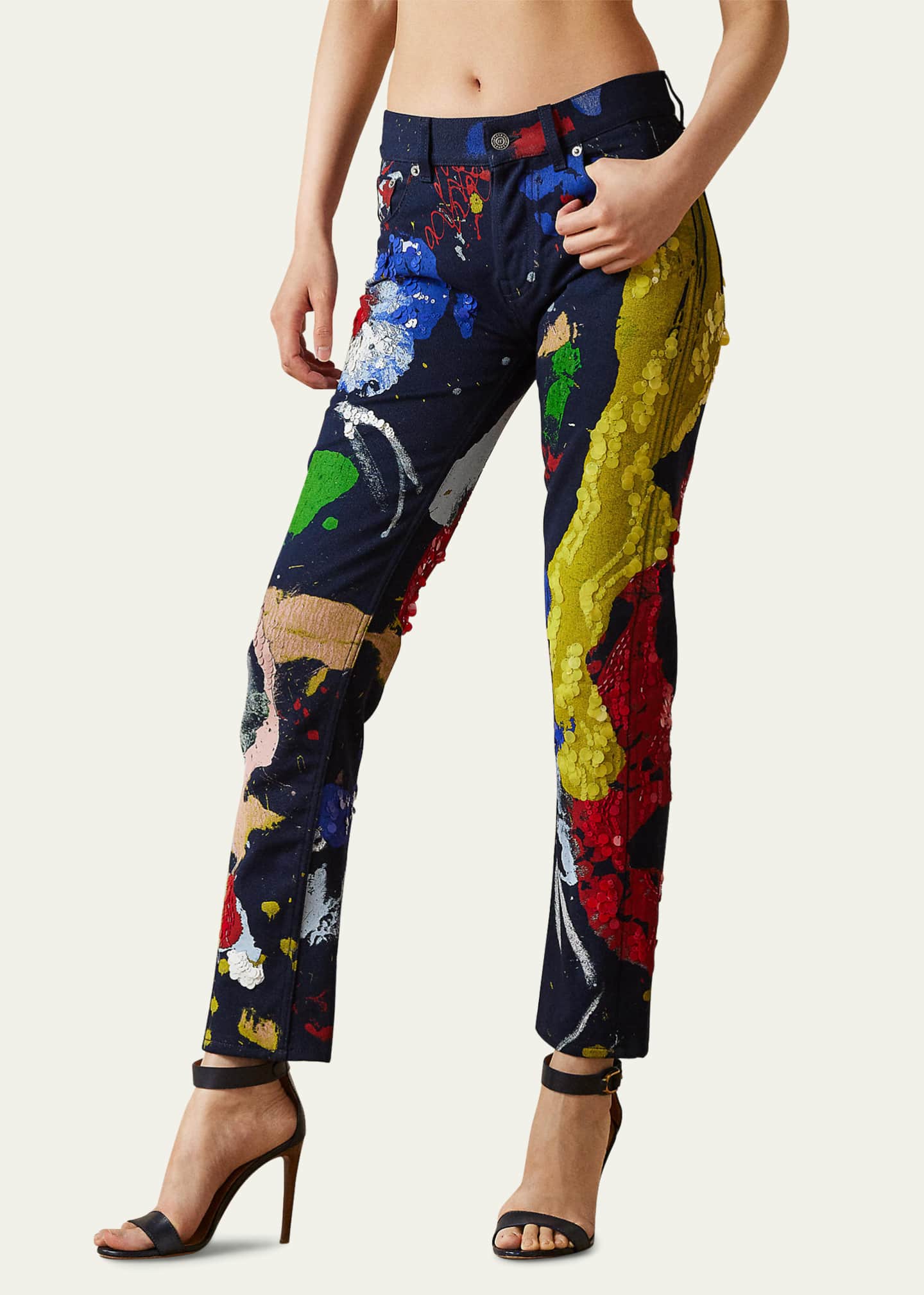 Ralph Lauren Collection Embellished Paint Stroke 750 Straight-Leg Denim ...