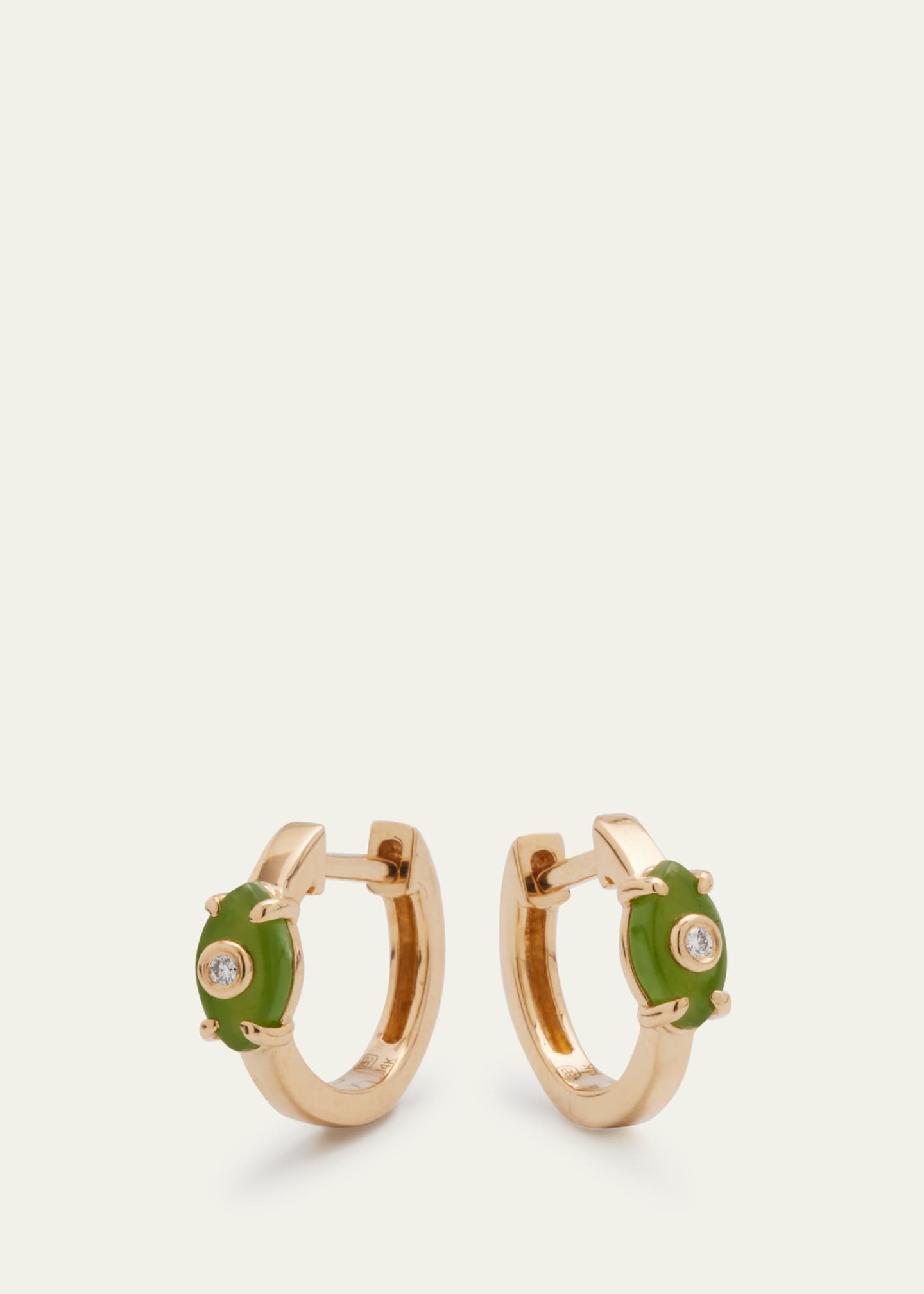 Sydney Evan 14k Yellow Gold Tiny Carved Stone Bezel Evil Eye Hoop ...