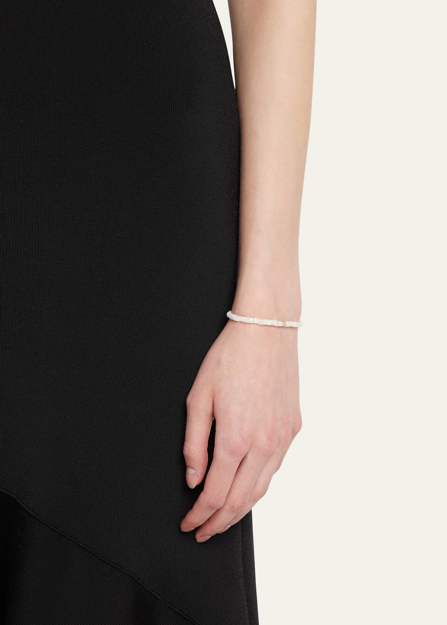 Sydney Evan 14K Yellow Gold Scallop Edge Pave Rondelle and Mother-of ...