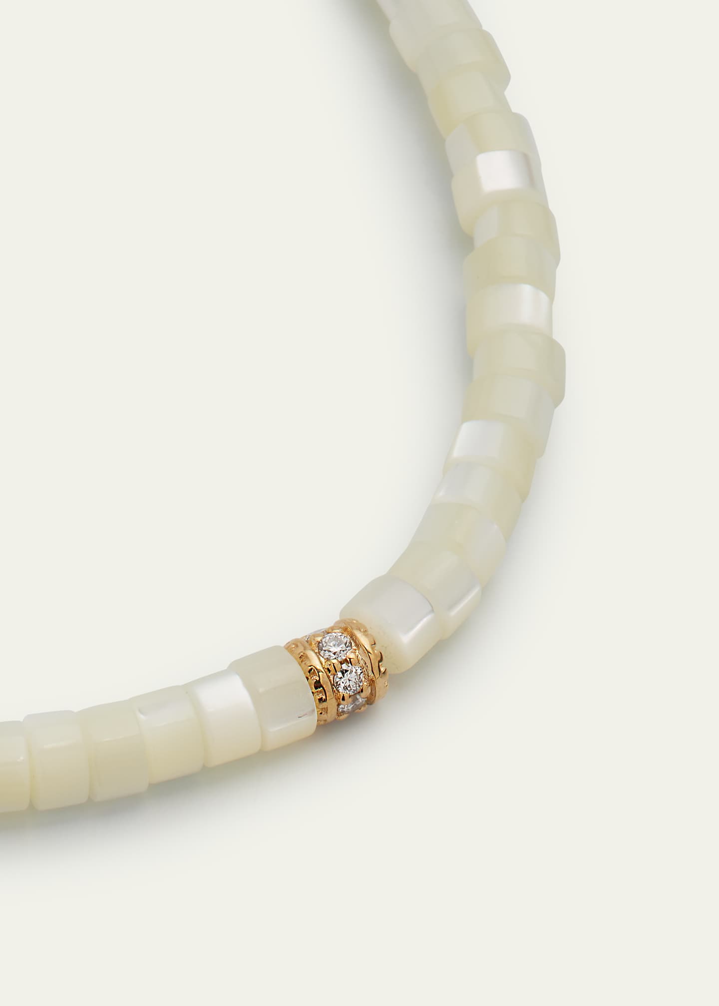 Sydney Evan 14K Yellow Gold Scallop Edge Pave Rondelle and Mother-of ...