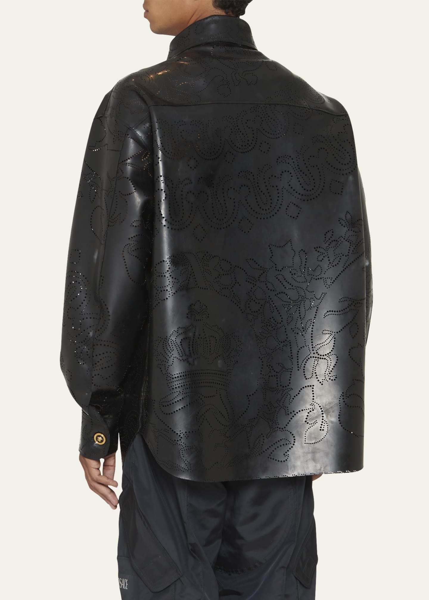 Versace Men's Greca Perforated Rubber Overshirt - Bergdorf Goodman