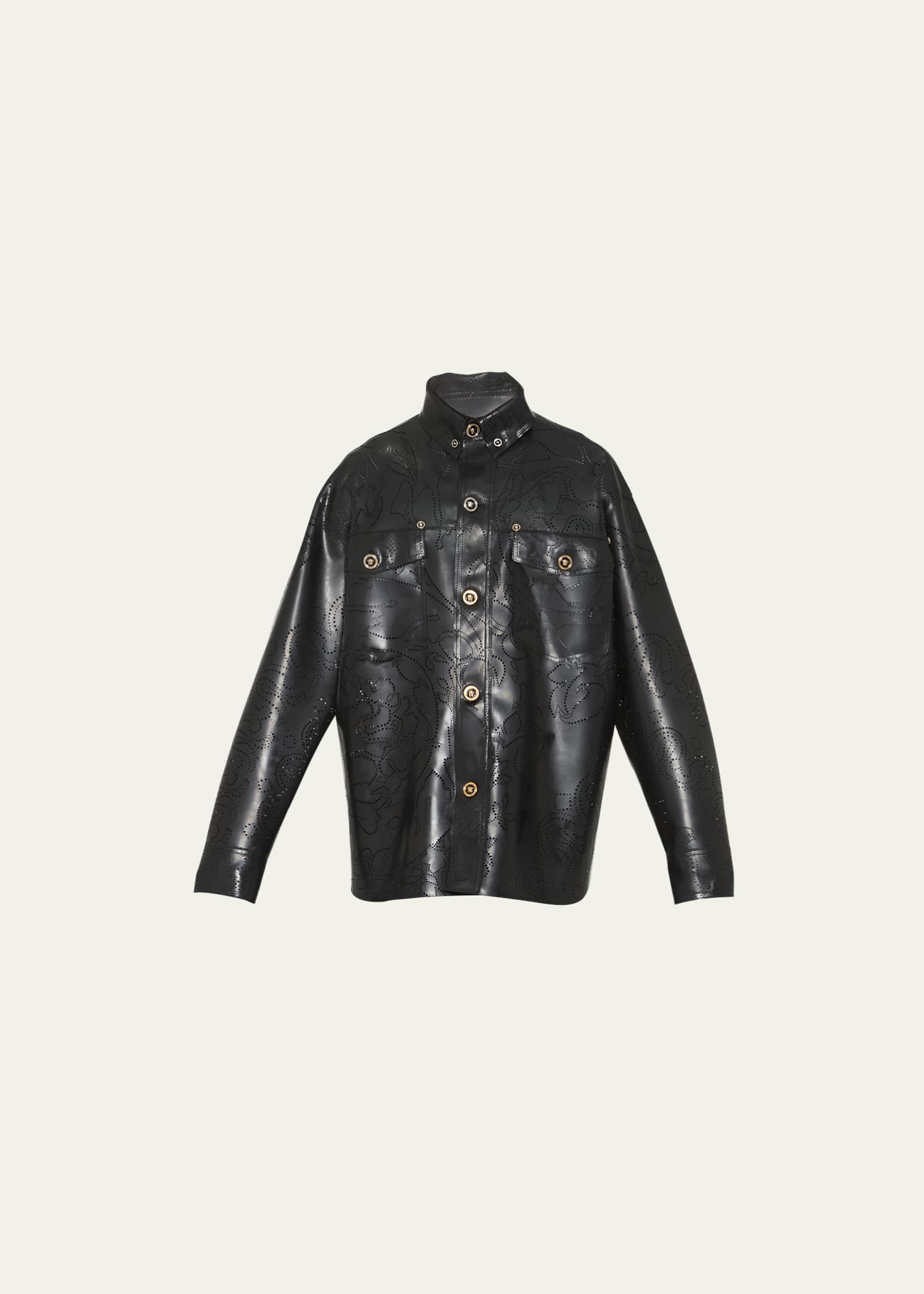 Versace Men's Greca Perforated Rubber Overshirt - Bergdorf Goodman