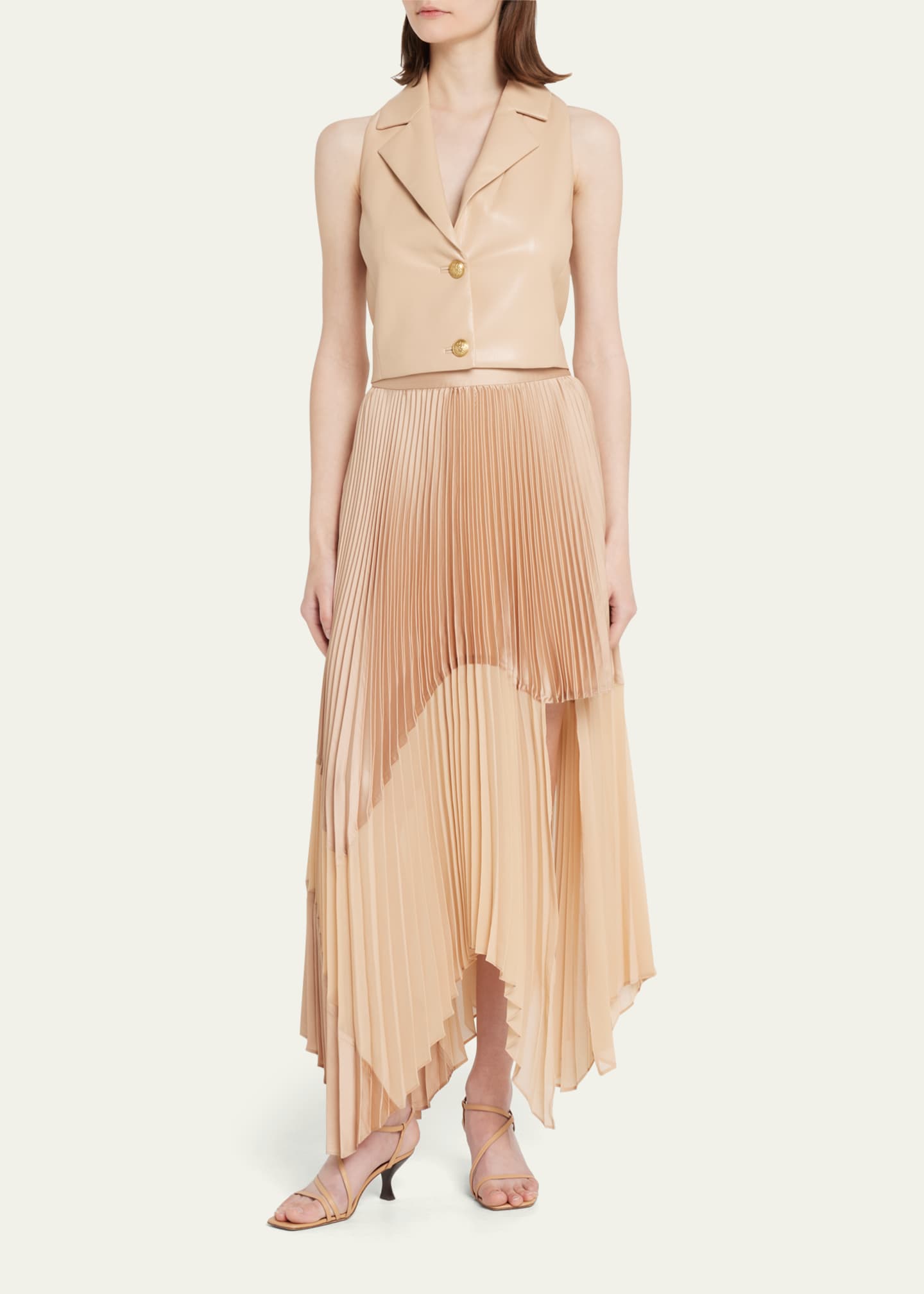 Alice + Olivia Fraley Sunburst Pleated Asymmetric Midi Skirt - Bergdorf ...